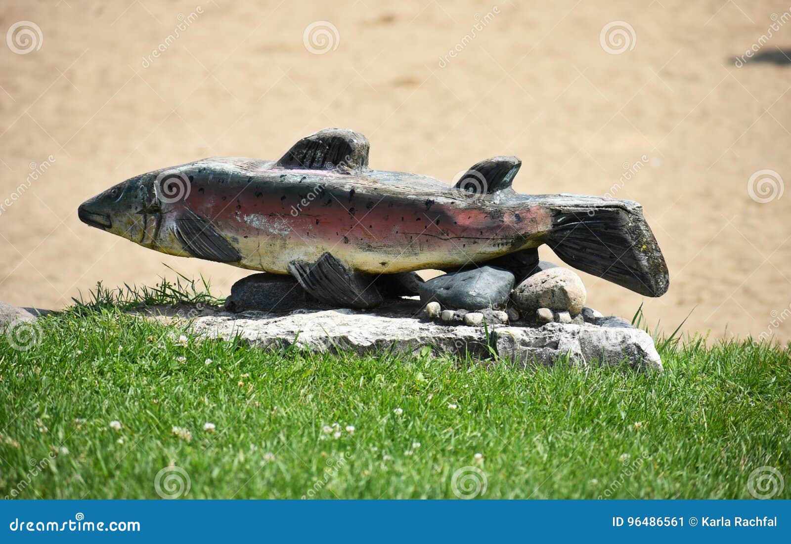 Statue of Fish stock image. Image of gill, metal, sand - 96486561