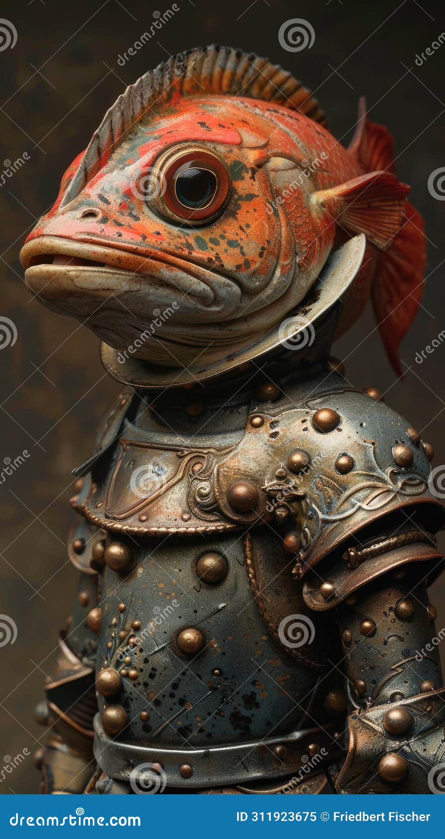 A Statue of a Fish Wearing a Suit of Armor Stock Image - Image of ...