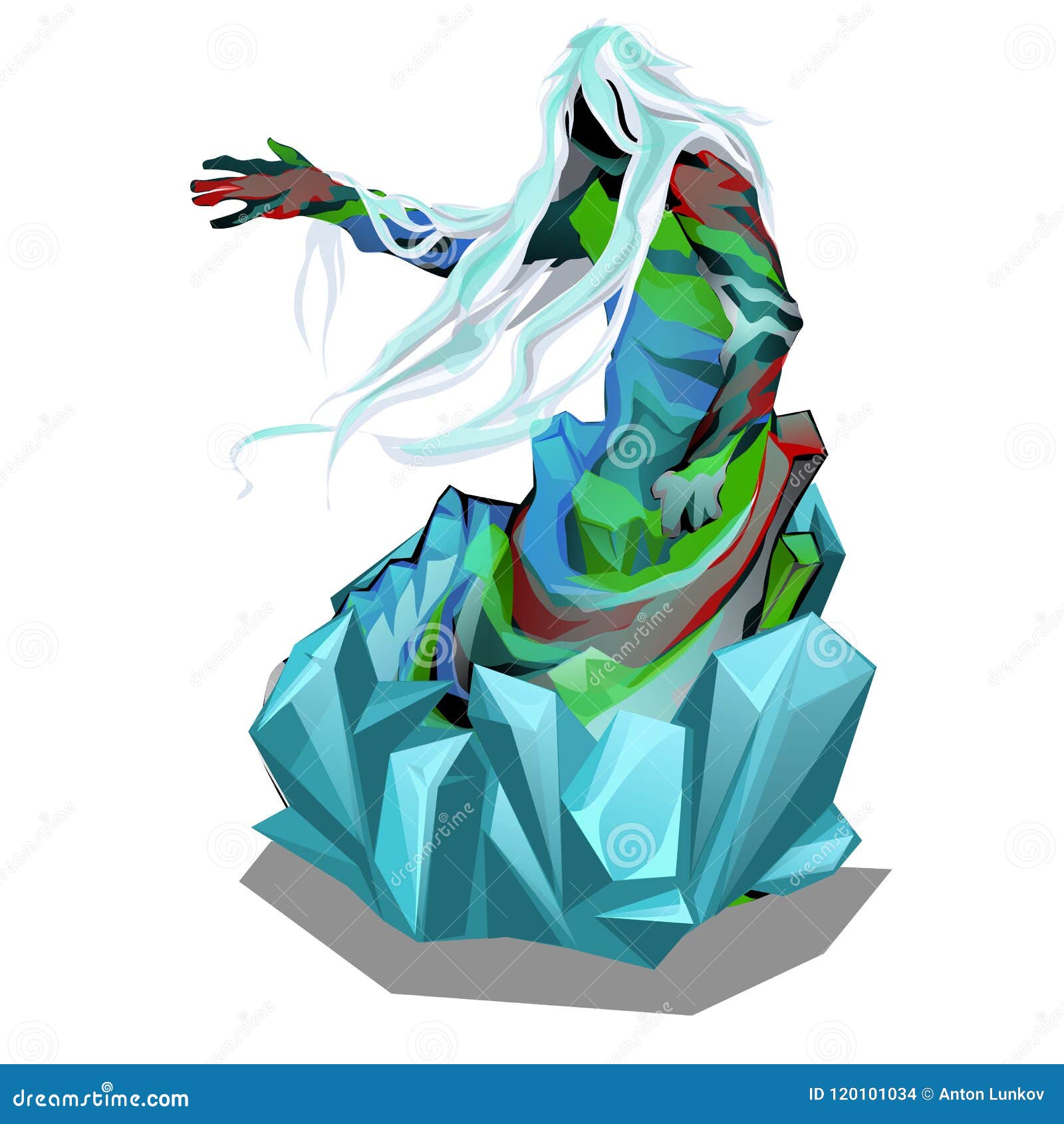 The Statue in the Form of Abstract Beings in Ice Crystals Isolated on ...