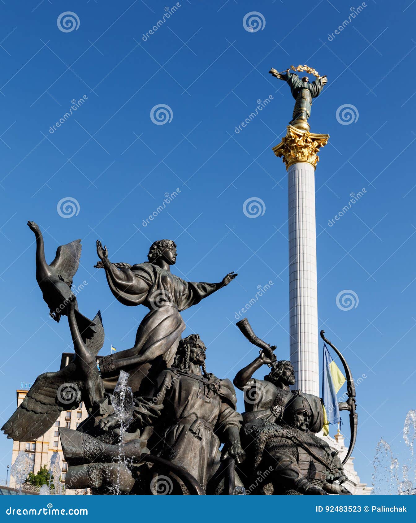 Statue Of Founders Of Kiev At Independence Square Editorial Photo ...