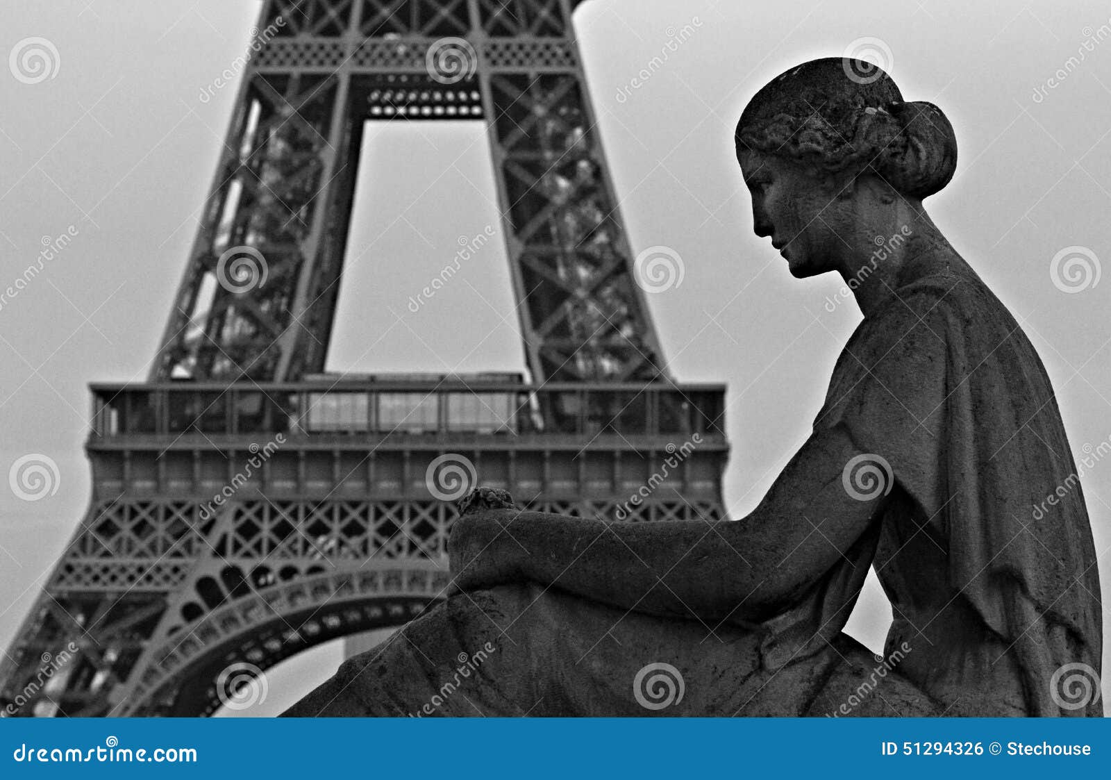 Statue in Front of Eiffel Tower, Paris, France Stock Photo - Image of ...