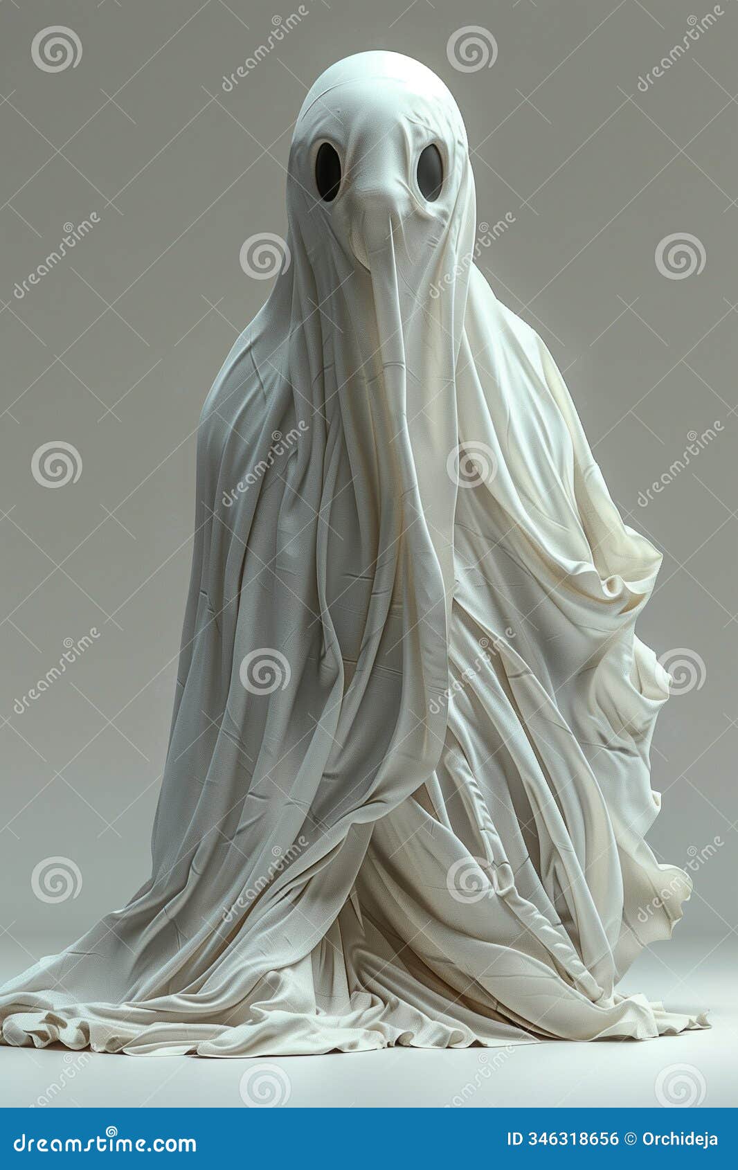 A Statue of a Ghost Sitting Motionless on a White Surface Stock Photo ...