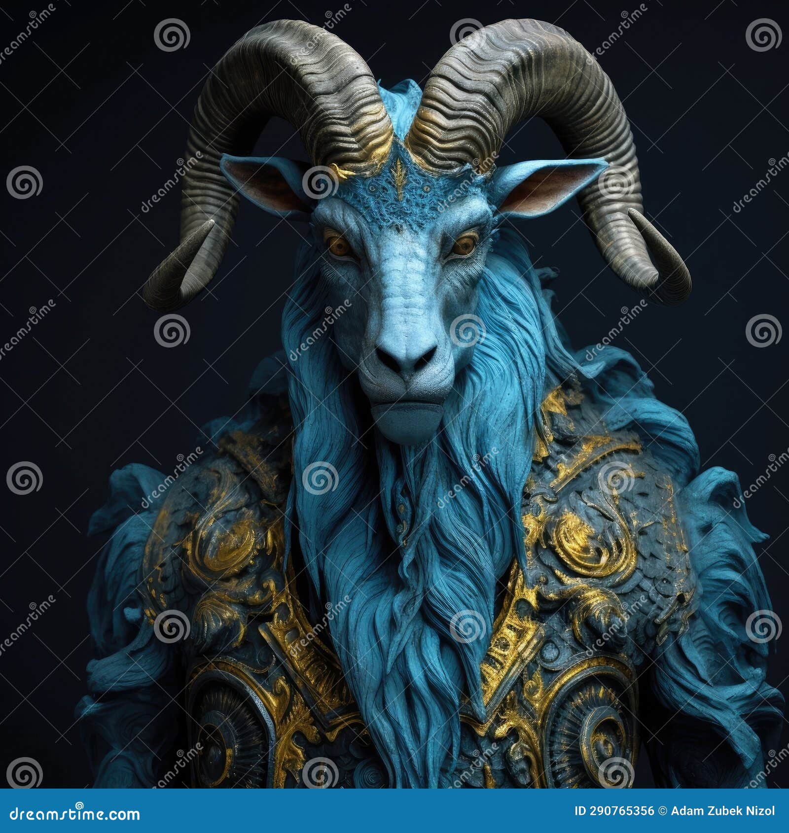 A Statue of a Goat with Horns Stock Illustration - Illustration of ...