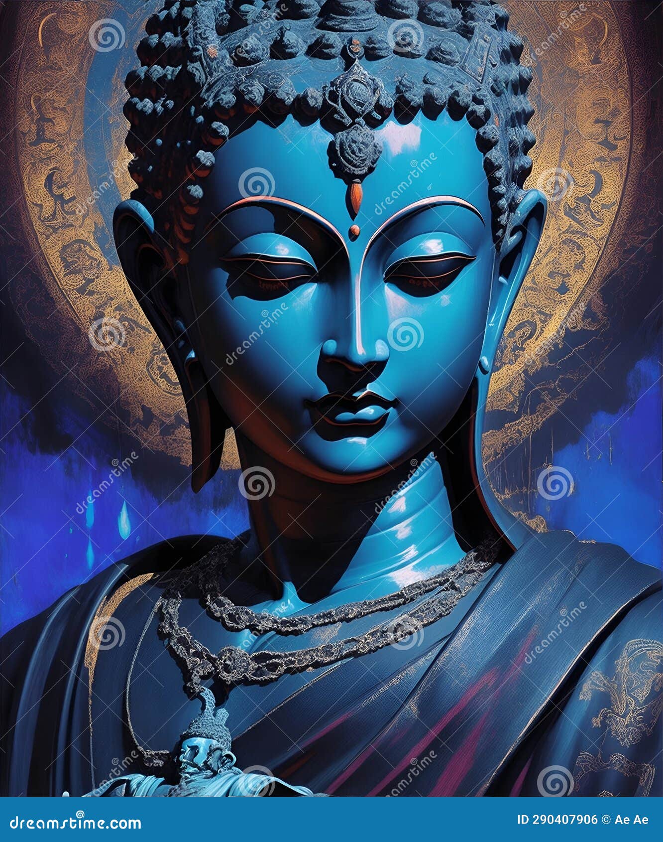 Statue of God Buddha. Illustration Created Using Artificial ...