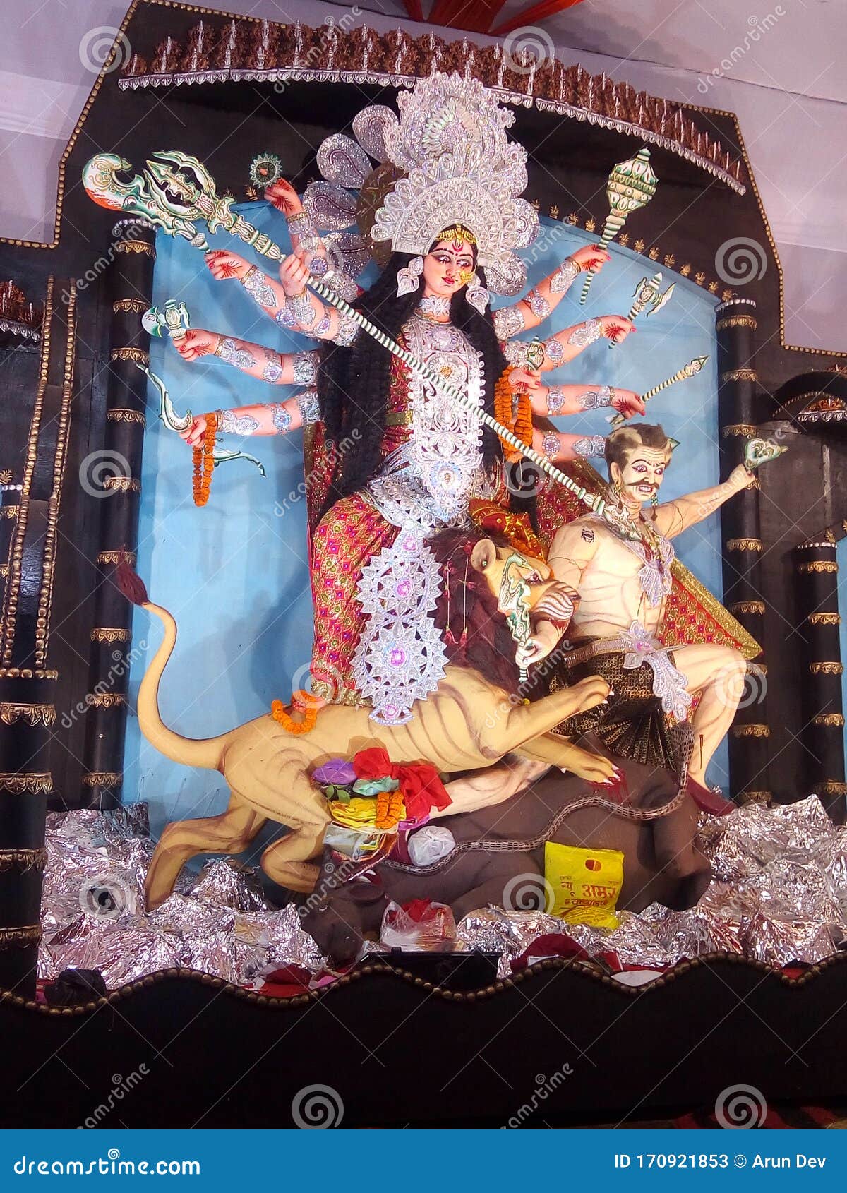 Statue of goddess Durga. stock image. Image of durga - 170921853