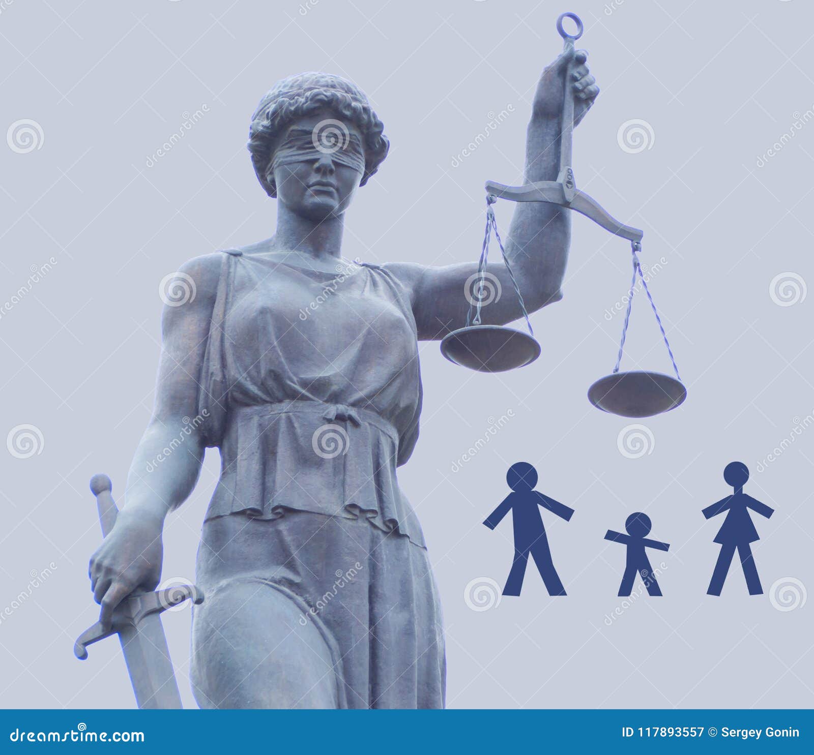 The Statue Of The Goddess Of Justice Of Themis.Family Of Three Split ...