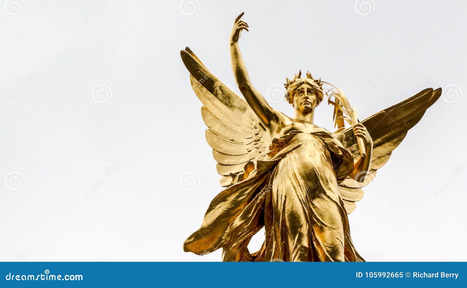 Statue of Gold Angel Reaching Toward the Sky Stock Image - Image of ...