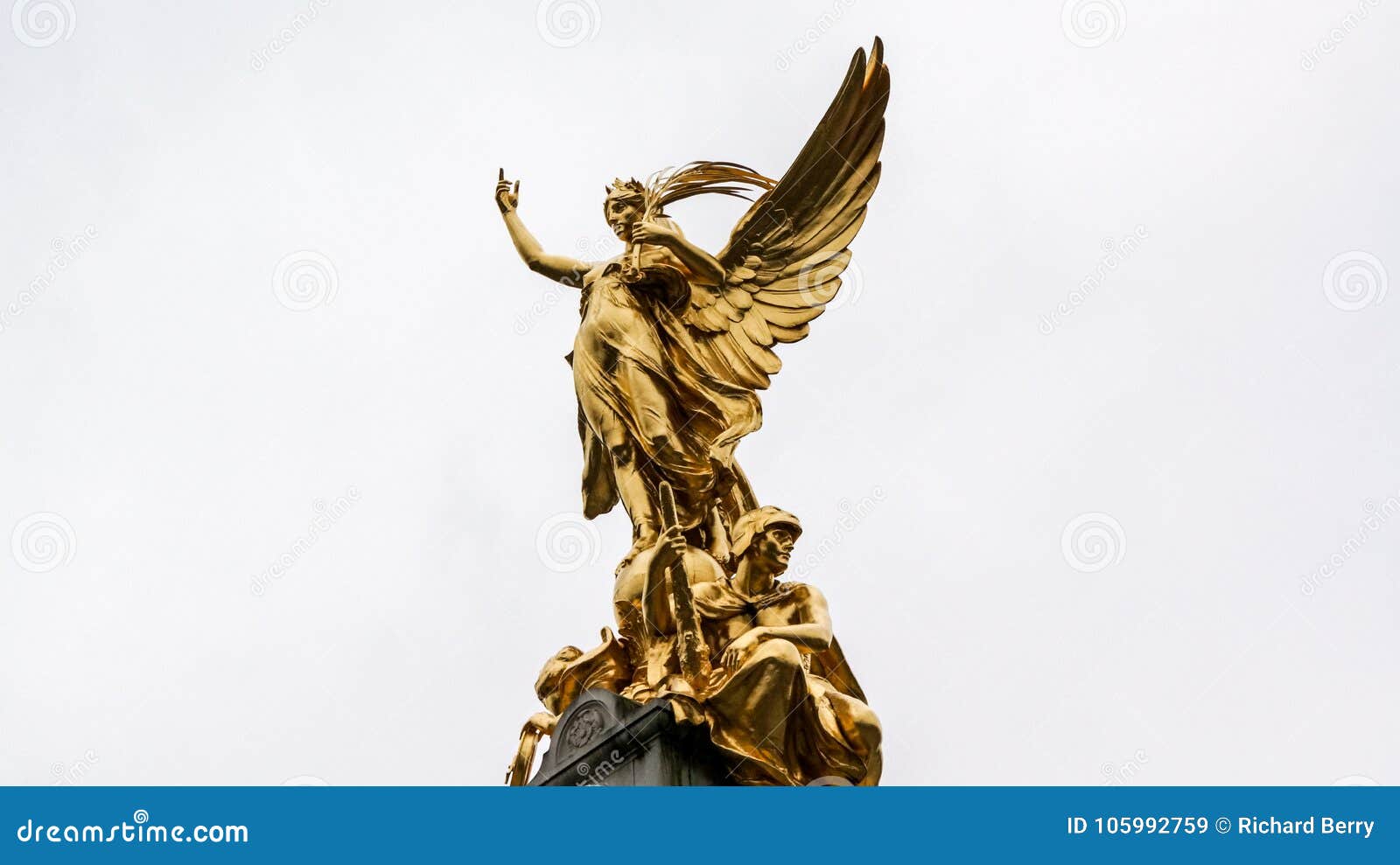 Statue of Gold Angel Reaching Toward the Sky Stock Image - Image of ...