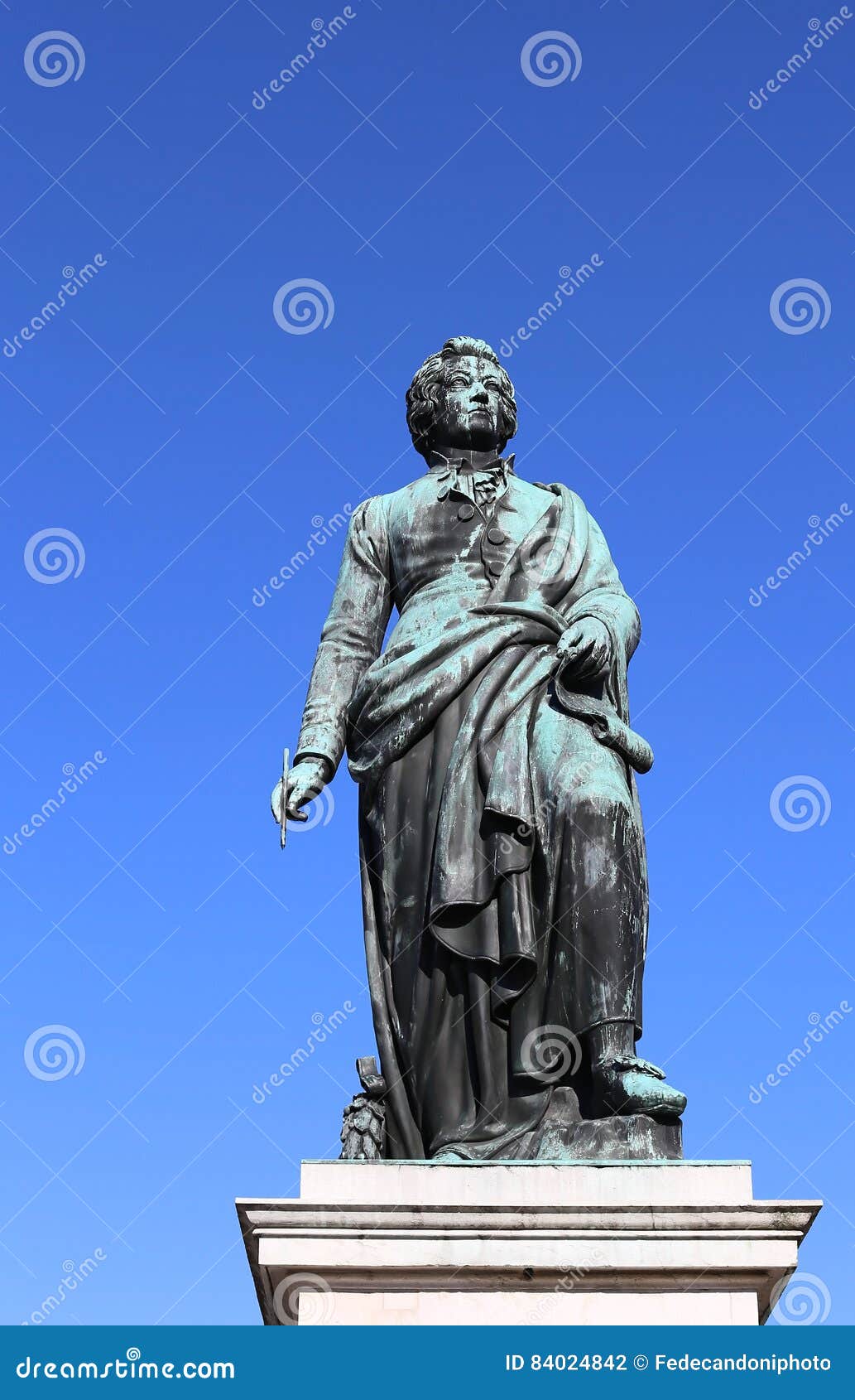 Statue of the Great Composer Mozart with the Background of the B Stock ...