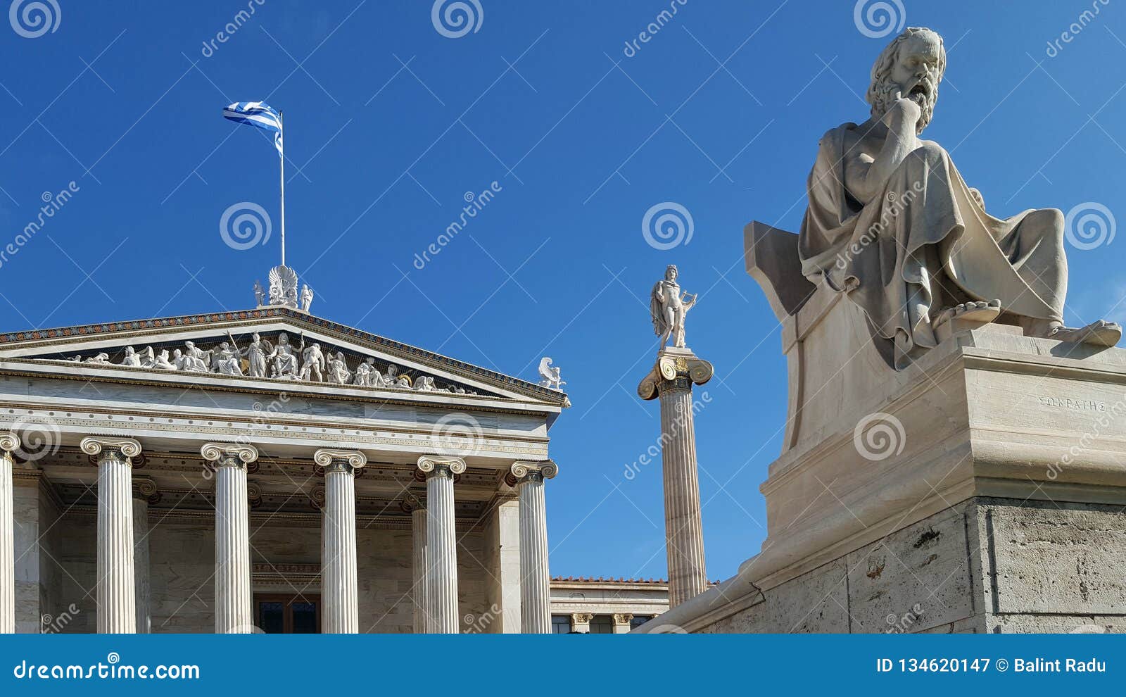 Statue of the Great Greek Philosopher Socrates in Front of the Academy ...