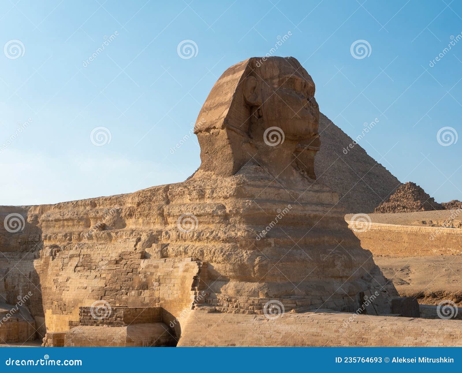 Statue of the Great Sphinx on the Giza Plateau Against the Blue Sky ...