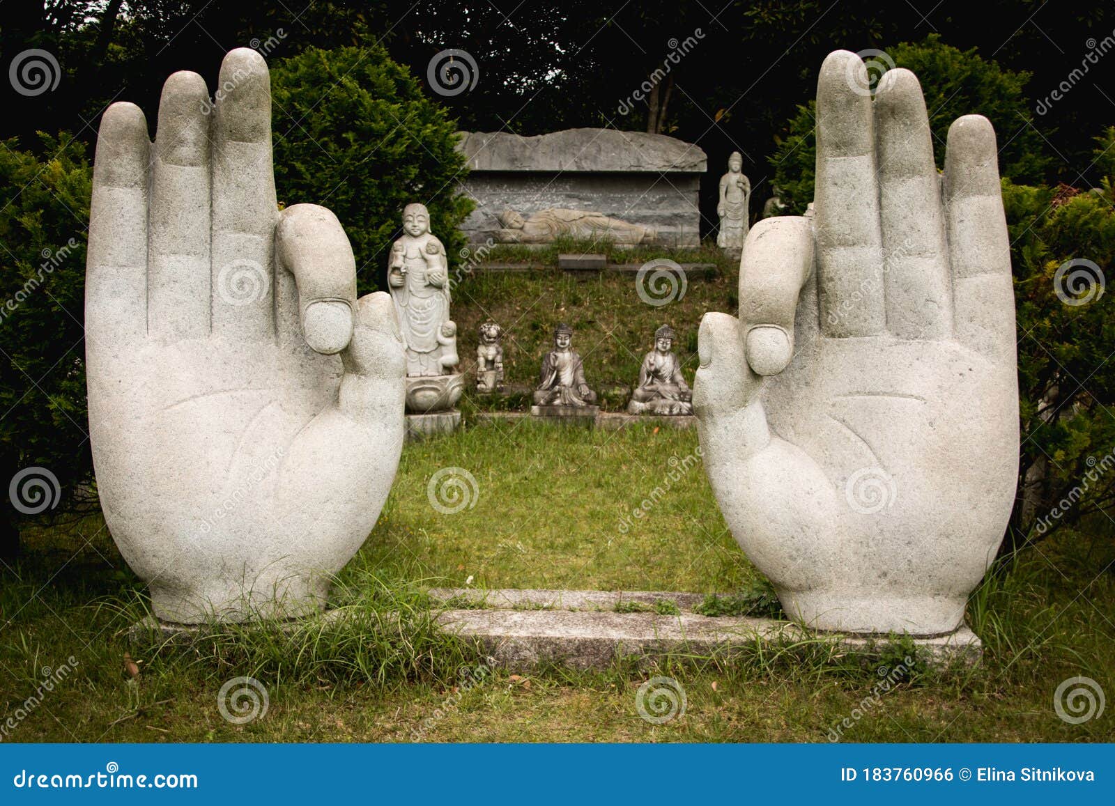 Statue of Hands in the Temple Stock Photo - Image of church, buddha ...