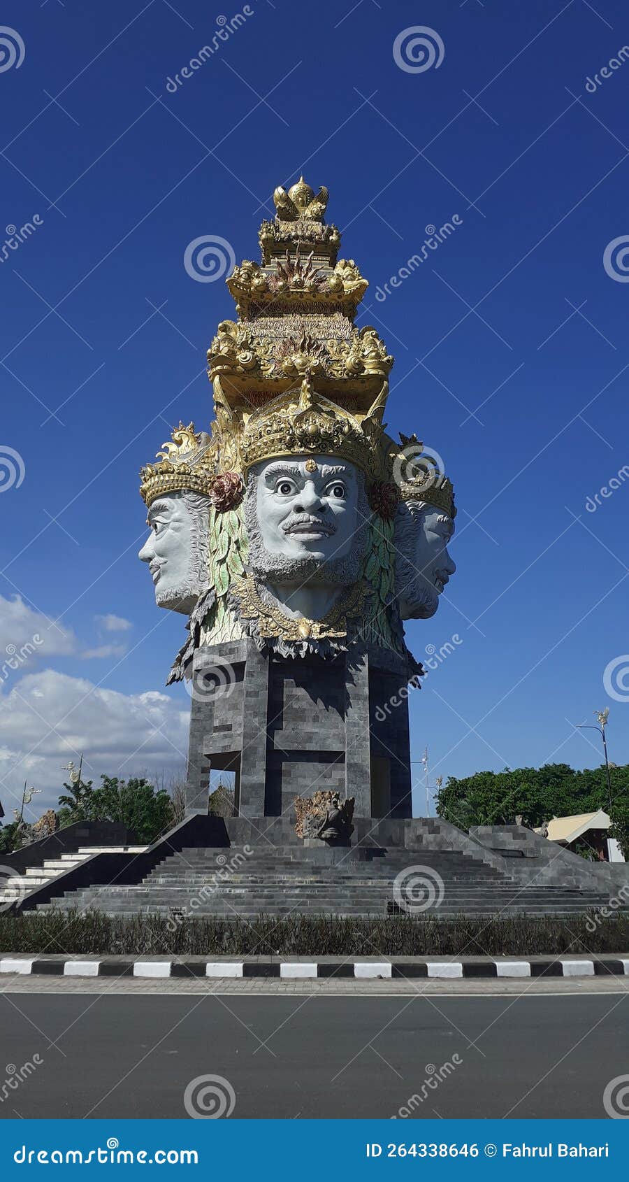Statue at harbor benoa stock photo. Image of landmark - 264338646