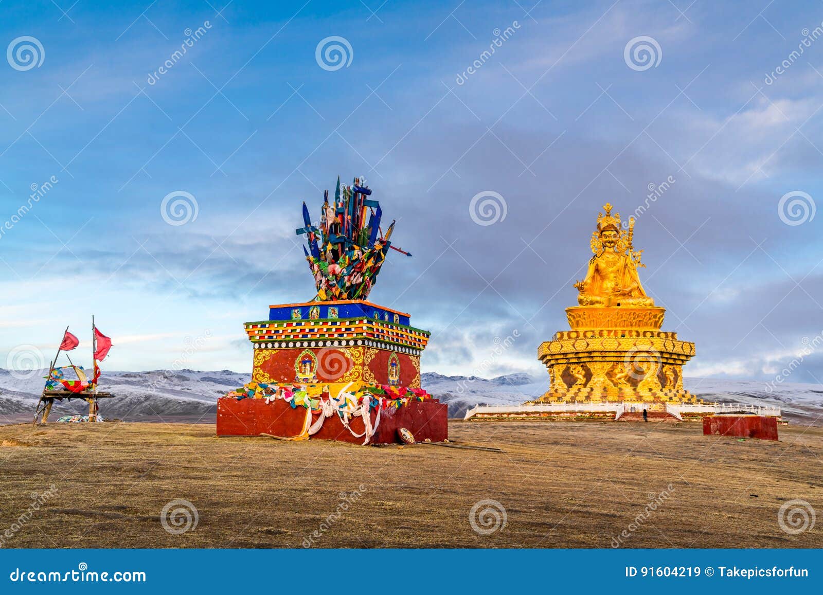 Statue on the Hill at Yarchen Gar Monastery in Sichuan Stock Image ...