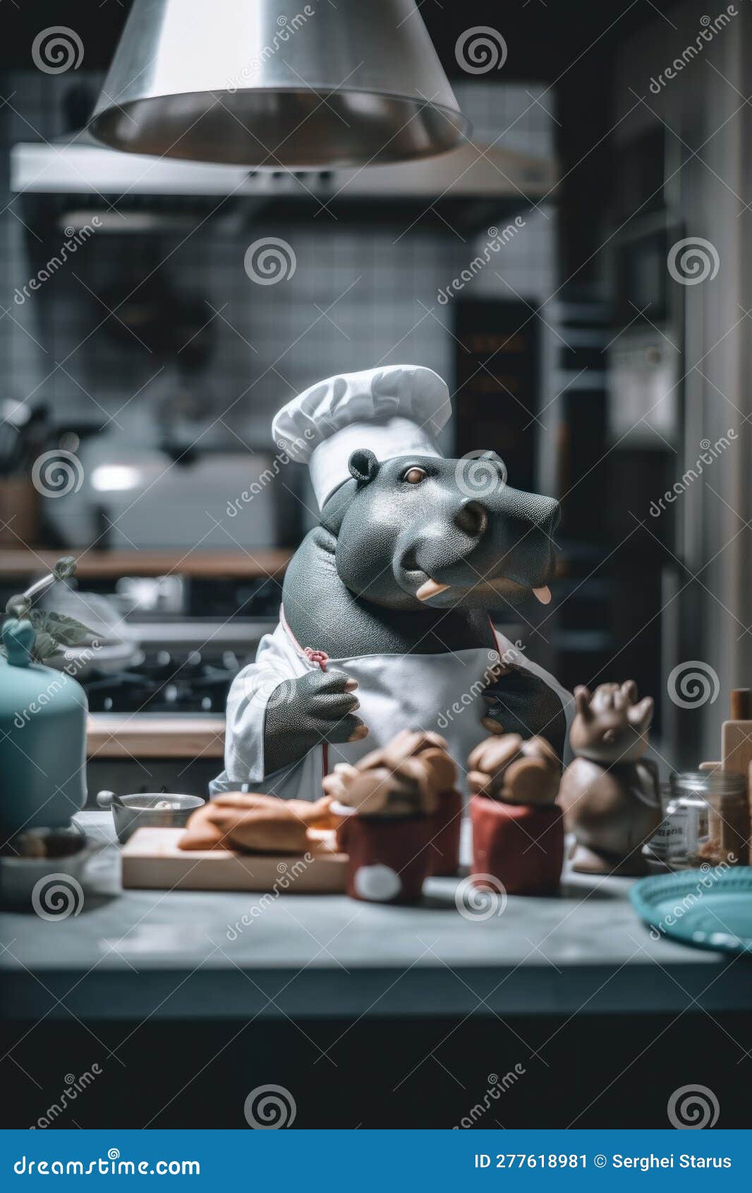 A Statue of a Hippo in a Chef S Hat. Generative AI Image. Stock Image ...