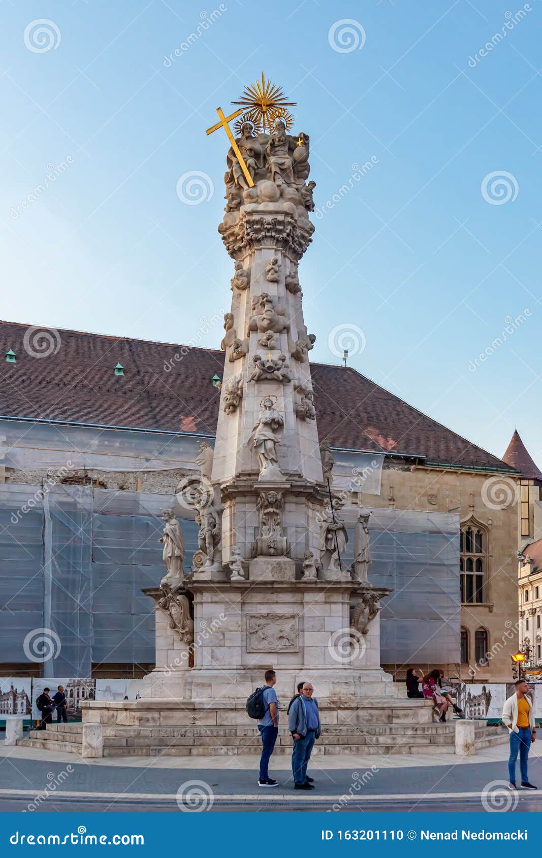 Statue of the Holy Trinity in the Buda District of Budapest. Editorial ...