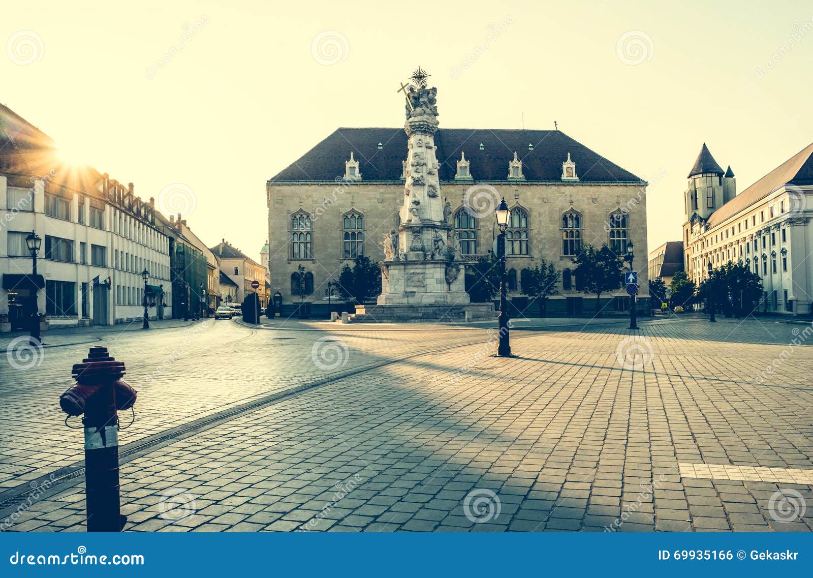 Statue of Holy Trinity and Grounds of Buda Castle in Budapest Stock ...