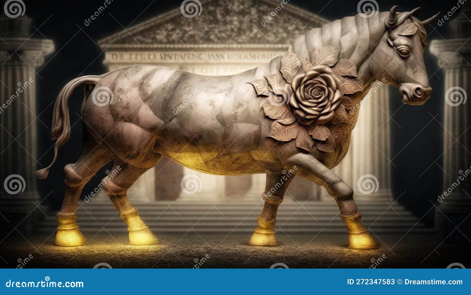 A Statue of a Horse with a Rose on Its Back Stock Image - Image of ...