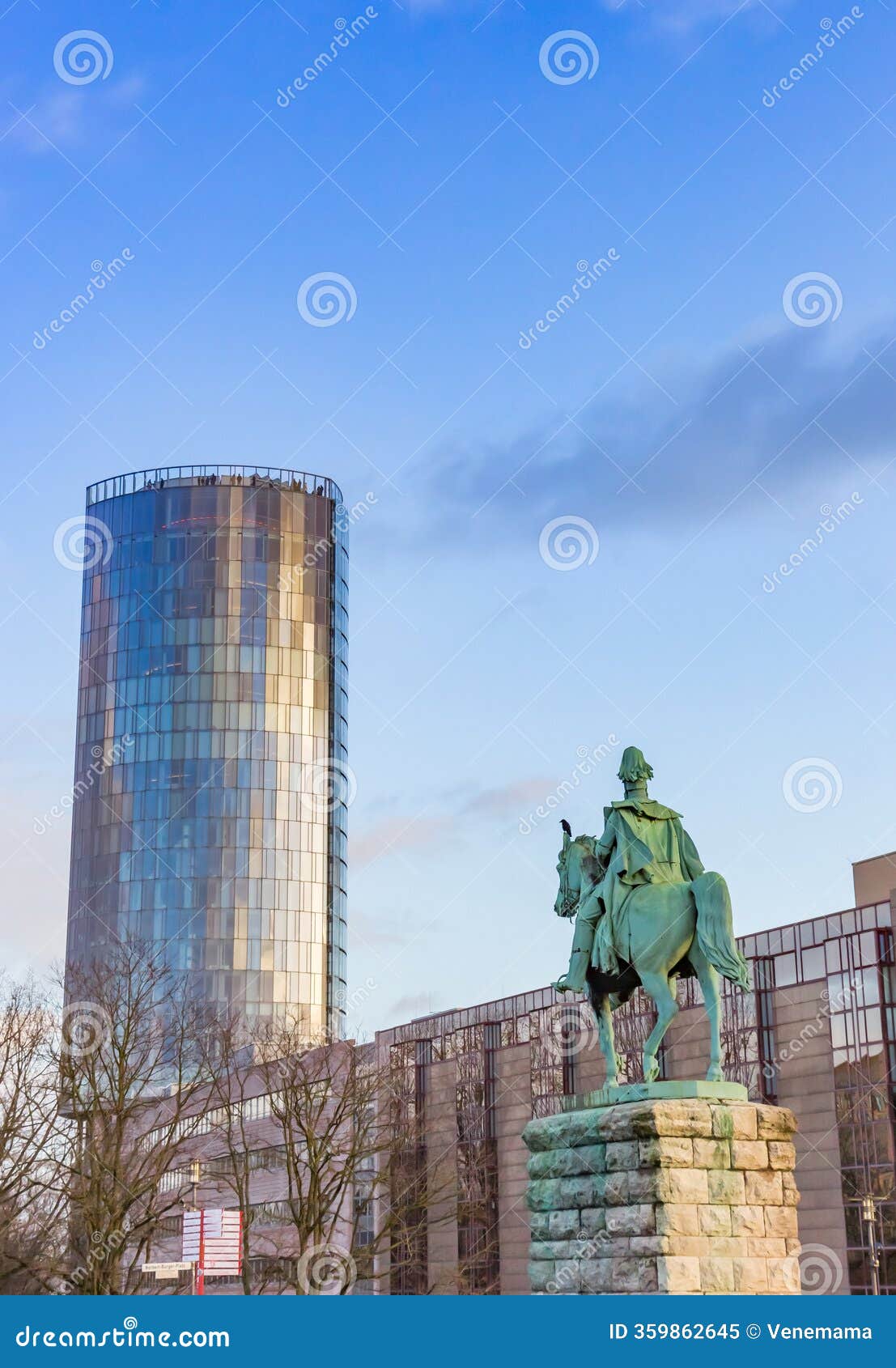 Statue of a Horseman in Front of the Triangle Building in Cologne ...
