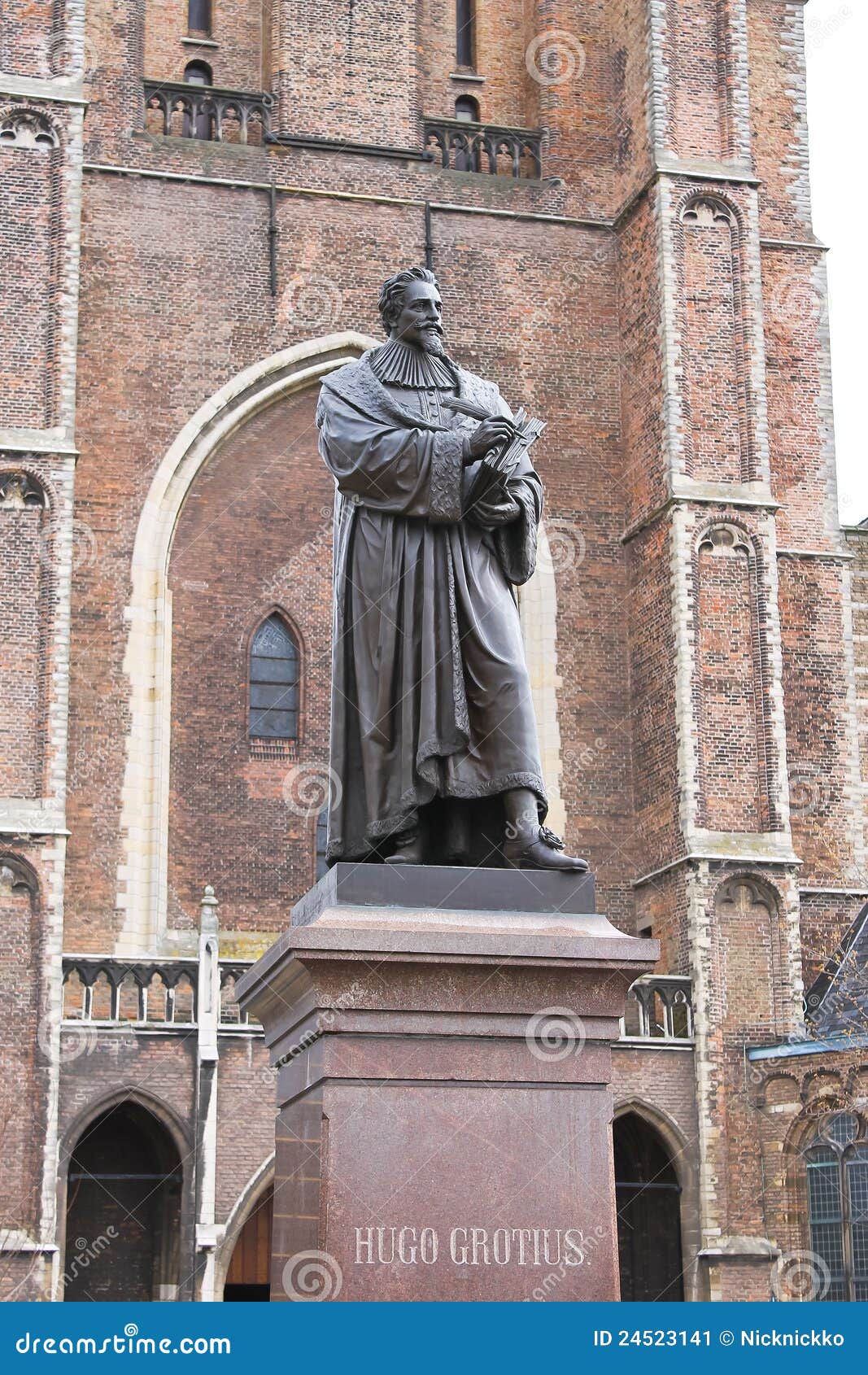 Statue of Hugo Grotius in Delft, Stock Image - Image of gothic, center ...