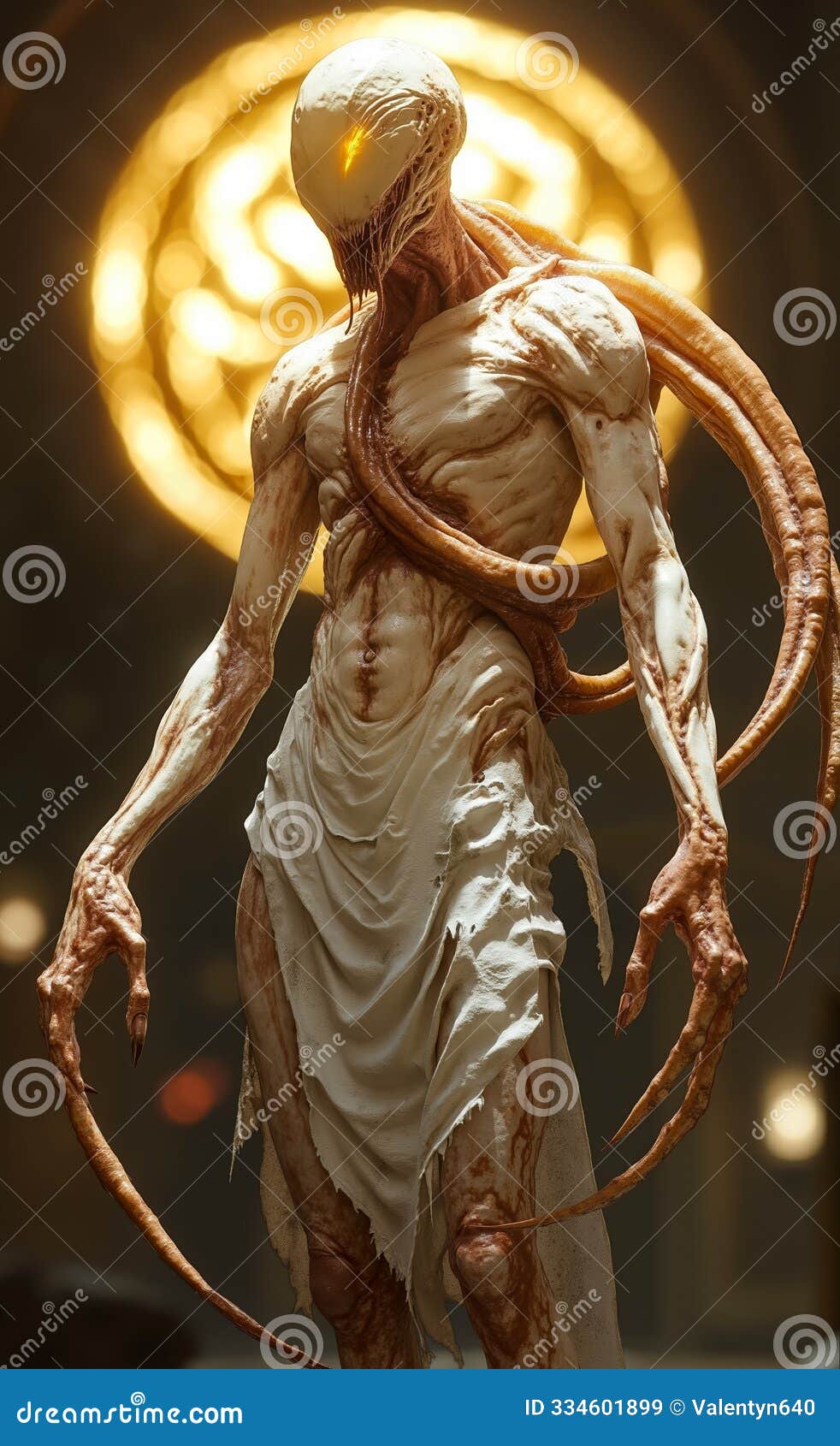 A Statue of a Humanoid with a Large Head and Tentacles Stock ...