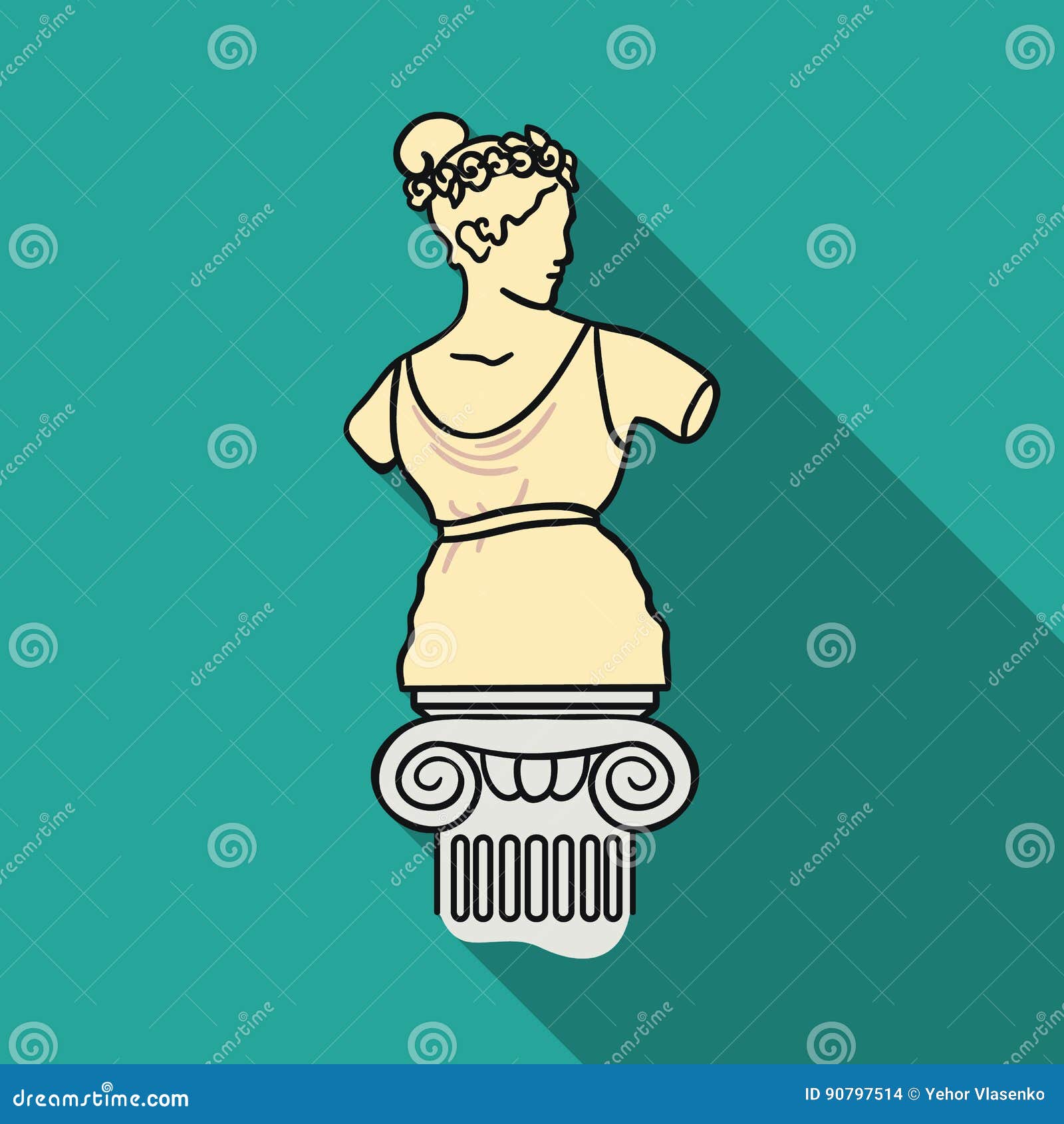 Statue Icon in Flat Style on White Background. Museum Symbol Stock ...