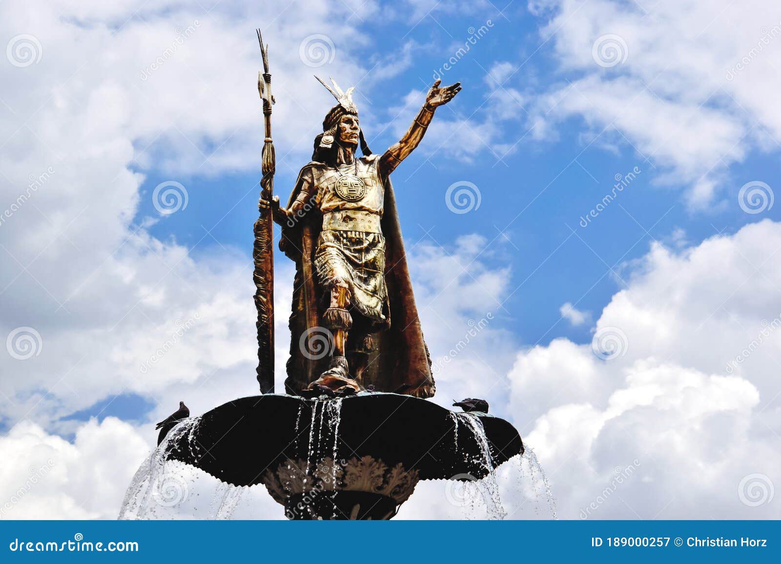 Statue of Inca Pachacutec in Cusco, Peru Stock Image - Image of statue ...