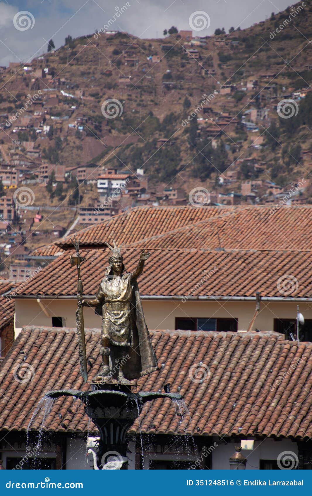 A Statue Of Inca Pachacutec. Vilcashuaman, Ayacucho, Peru Editorial ...