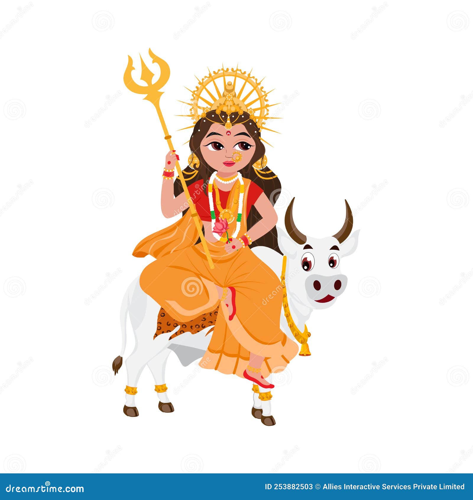 Statue of Indian Goddess Shailputri on White Stock Illustration ...