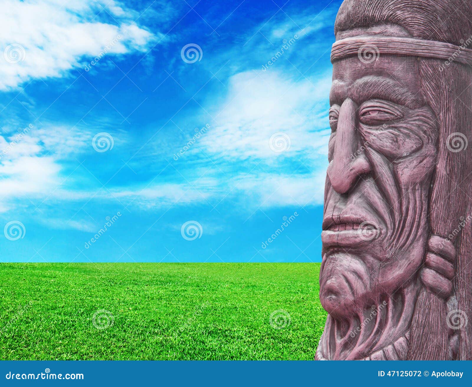 Statue an Indian Head Totem Stock Photo - Image of mexico, pole: 47125072