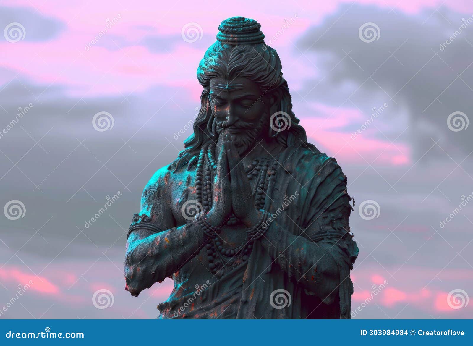 A Statue of Indian Sadhu Monk Joined His Hands Stock Illustration ...