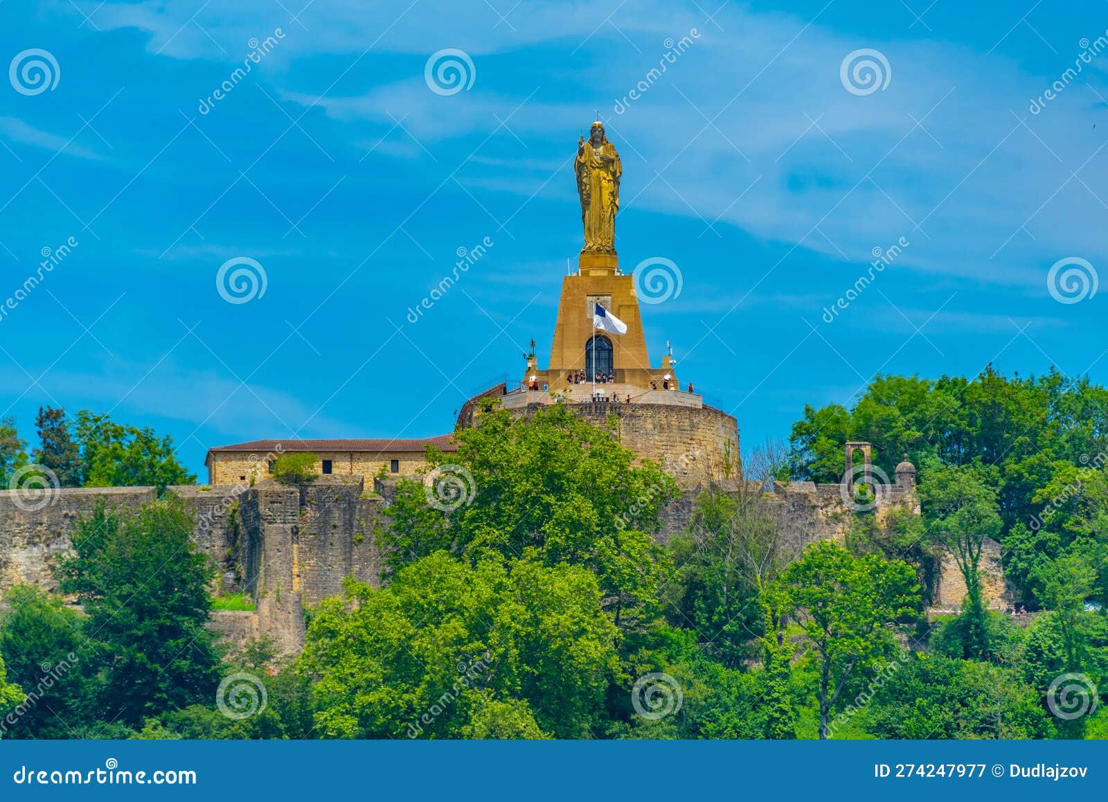 Statue of Jesus Christ Overlooking San Sebastian in Spain Stock Image ...