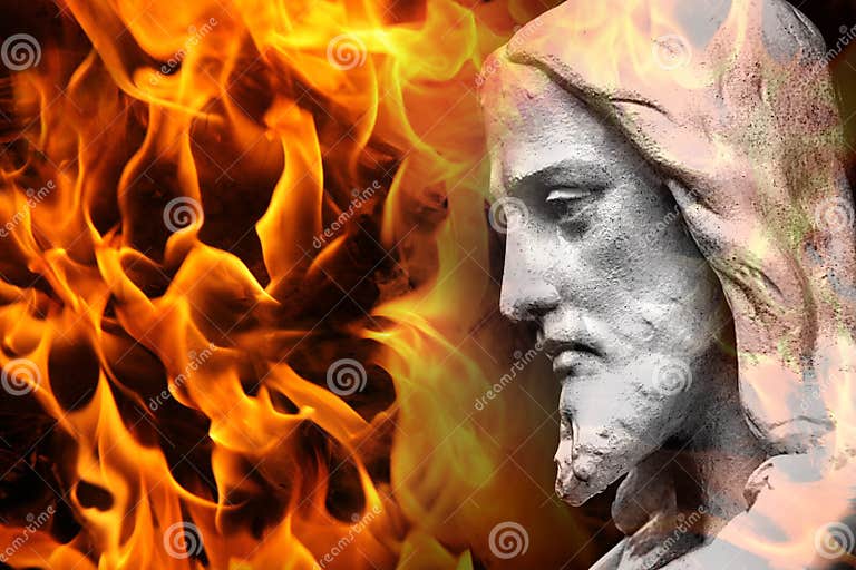 Statue of Jesus / God with Fire Stock Photo - Image of christ, bible ...