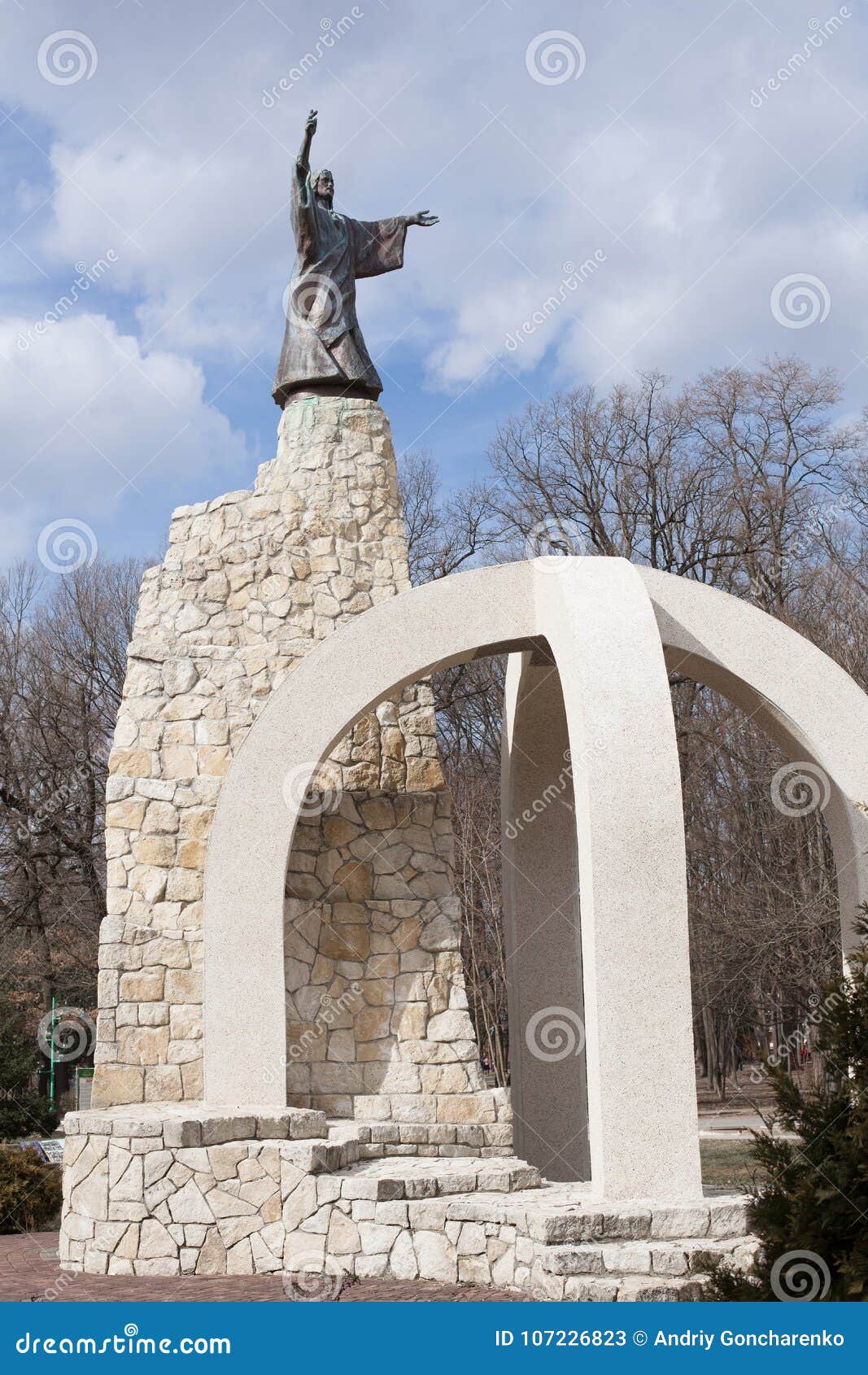 Statue Of Jesus Christ Crucifixion On A Brick Wall Background Royalty ...