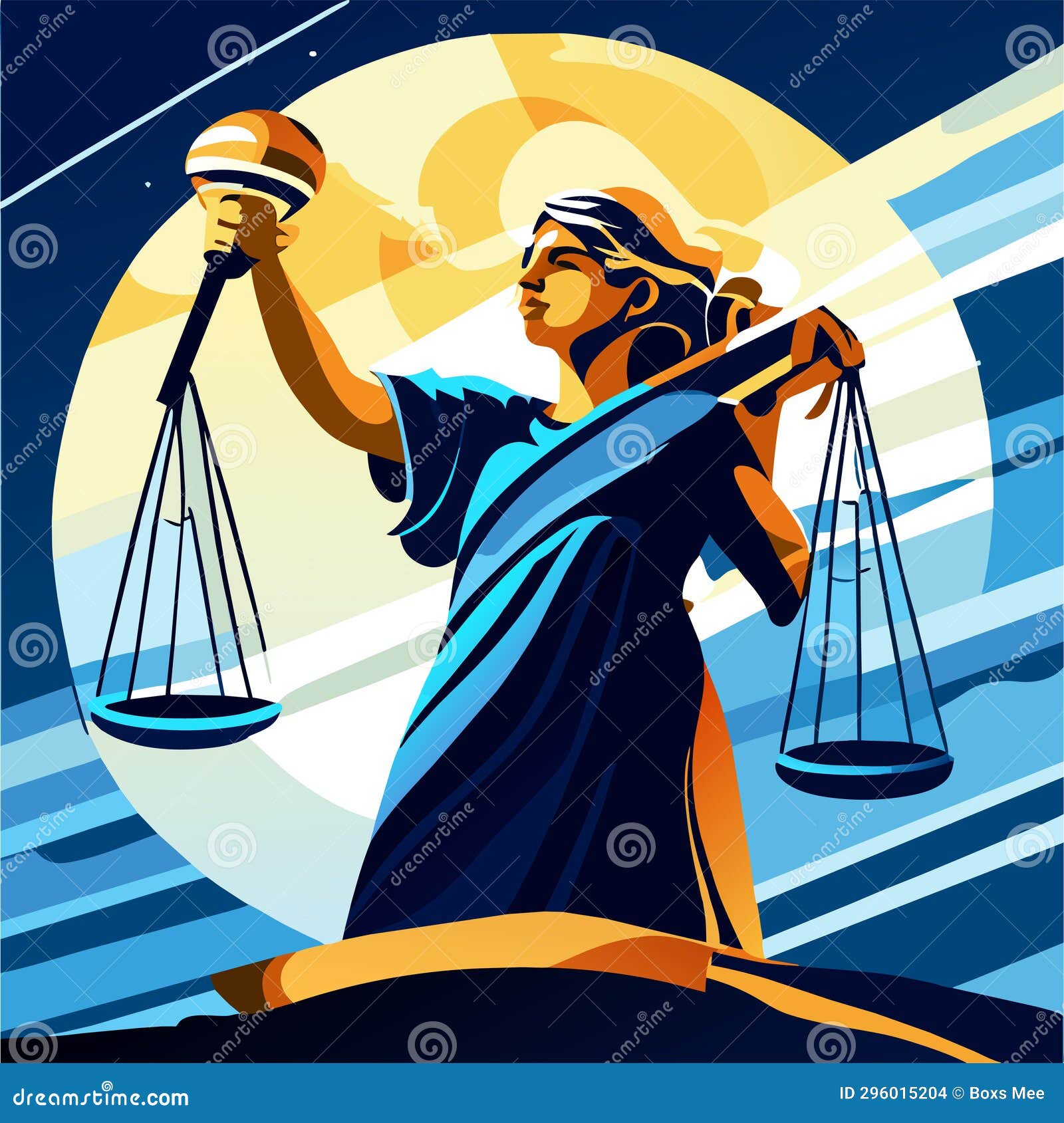 Statue of Justice on the Background of the Moon. Vector Illustration AI ...