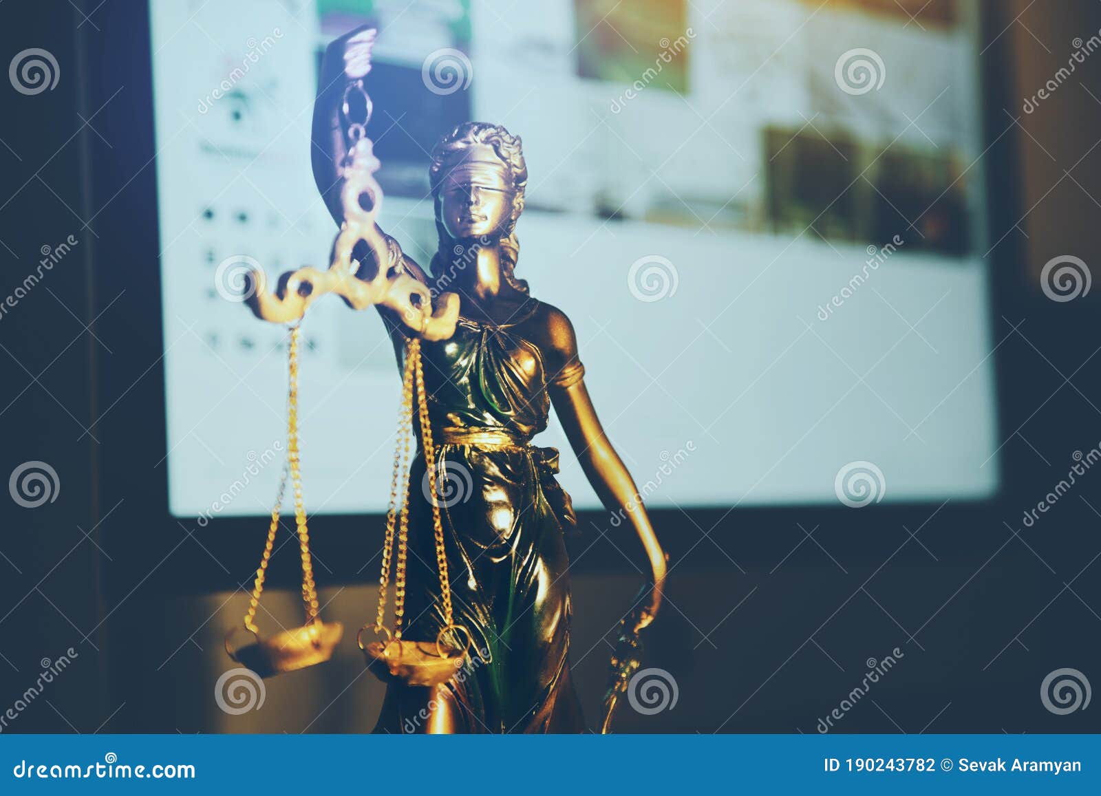 Statue of Justice and Computer Stock Photo - Image of balance ...