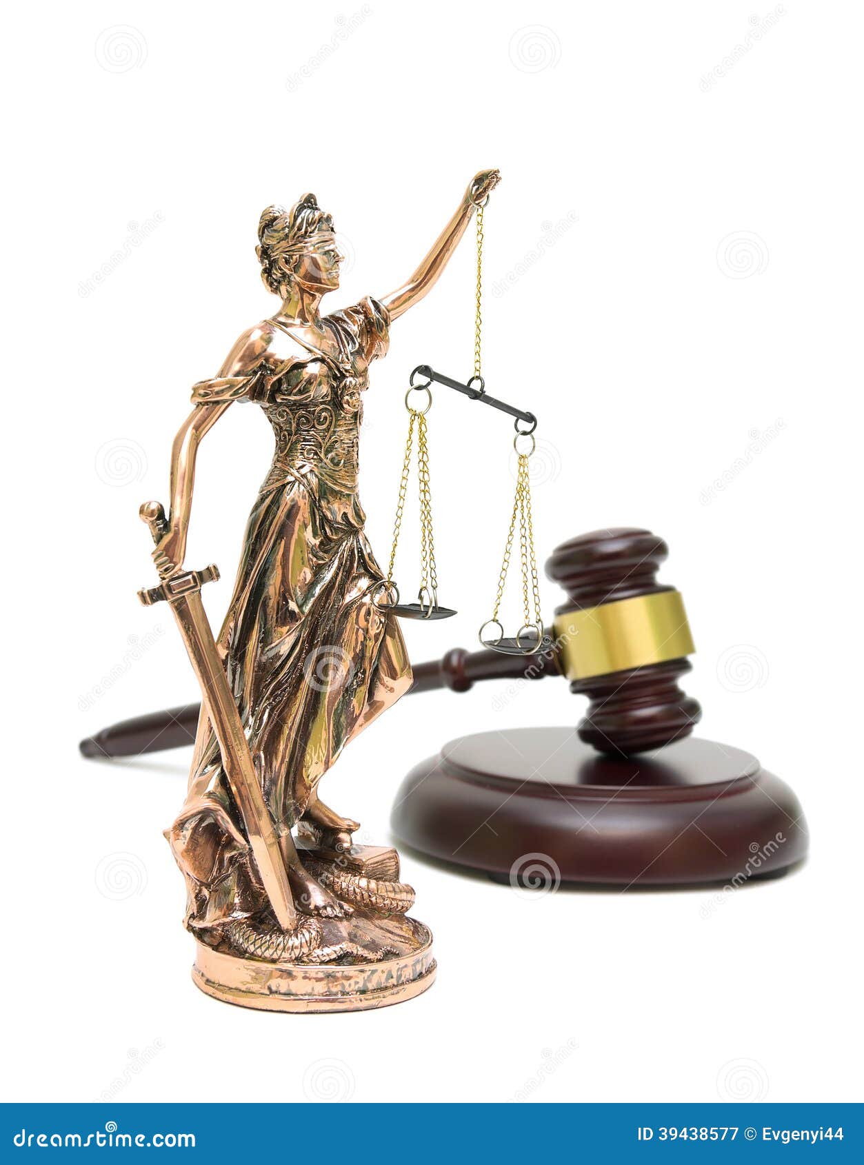 Statue of Justice and Gavel on White Background Stock Image - Image of ...