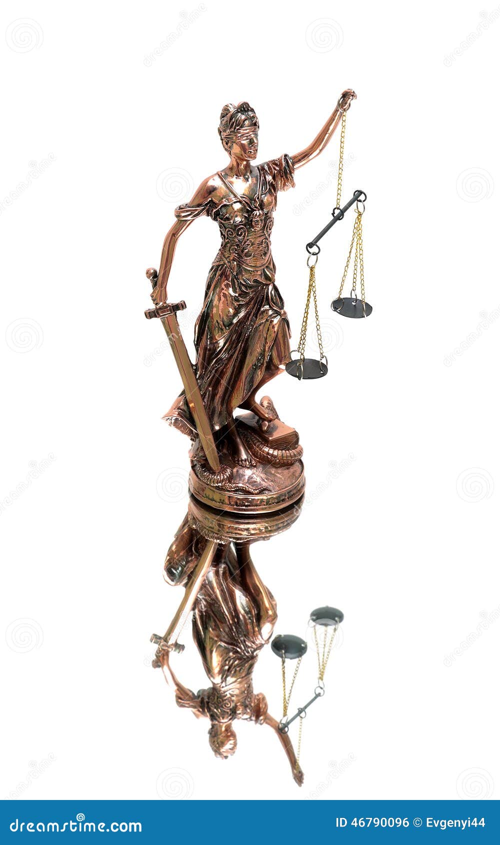Statue of Justice on a White Background with Mirror Reflection Stock ...