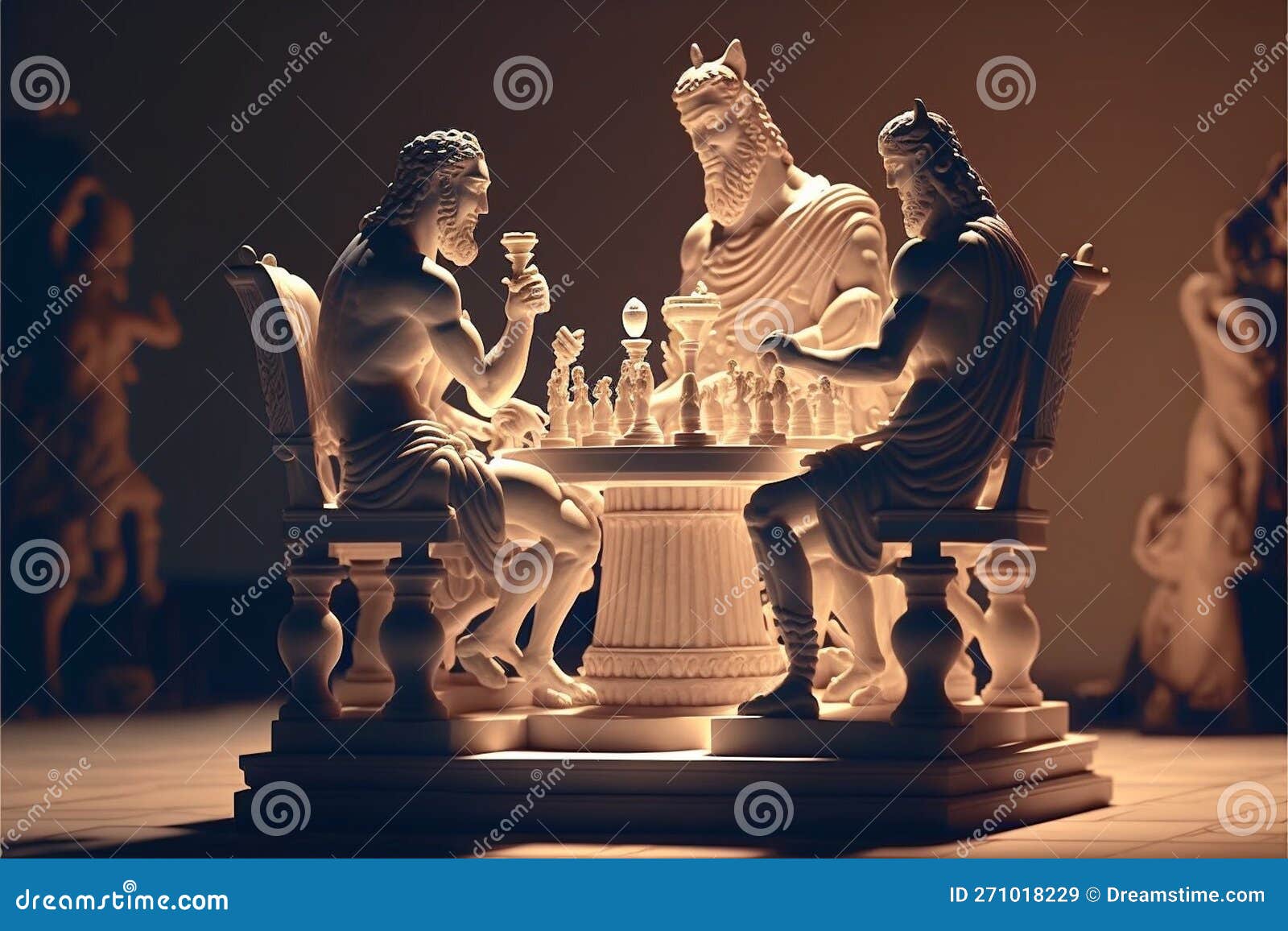 A Statue of a King and a Man Playing a Game of Chess. Stock ...