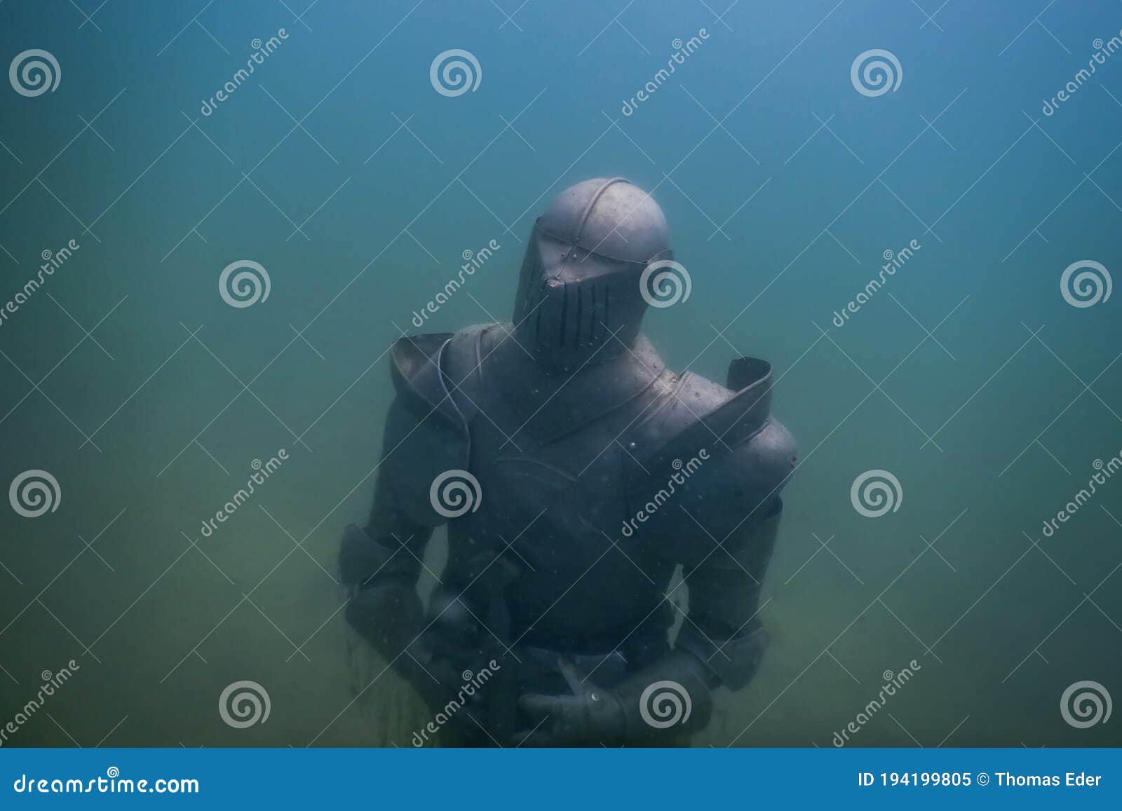 Statue Knight Amor at the Ground from a Lake while Diving Stock Image ...