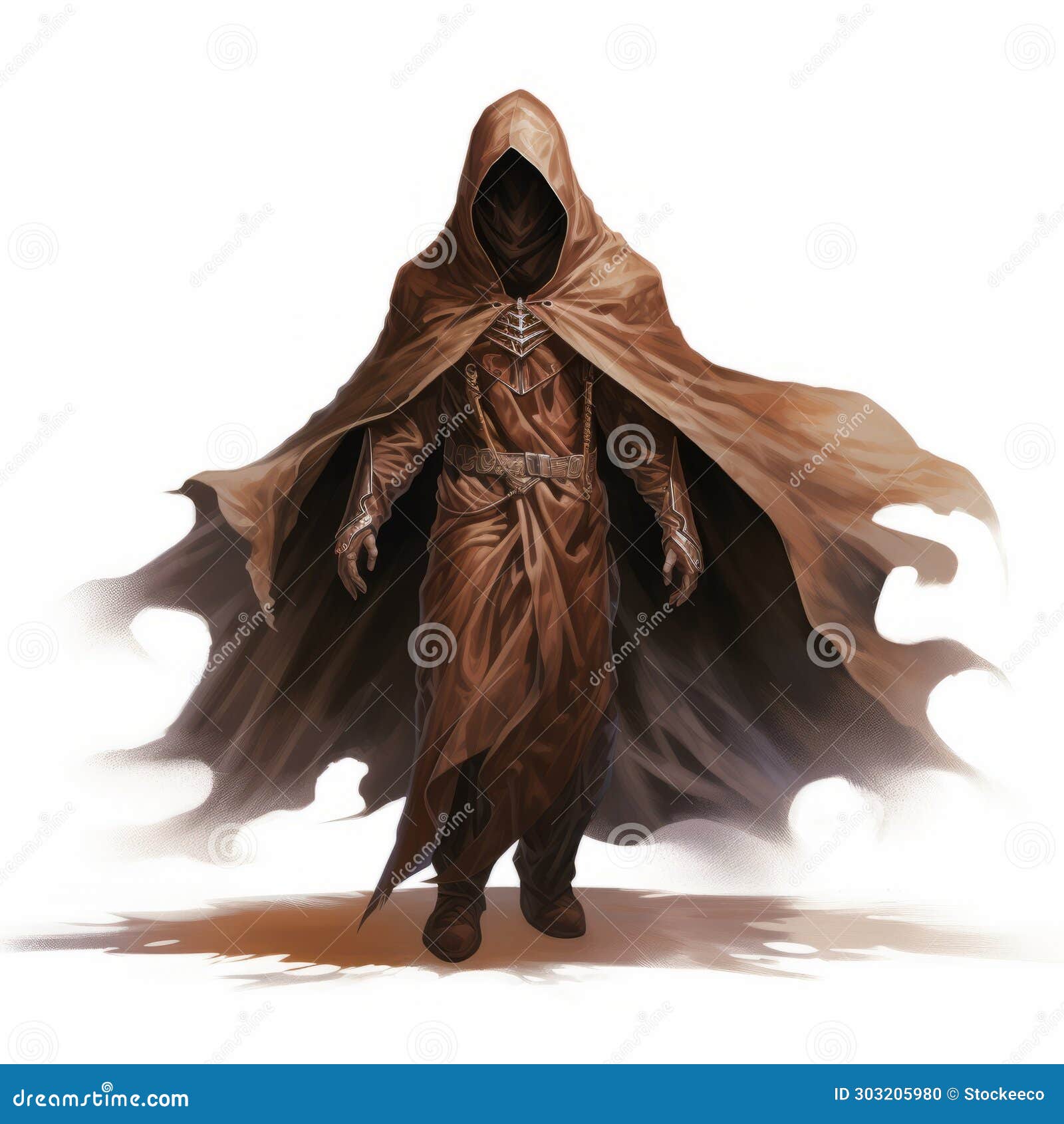 Epic Specter in Brown Cloak: Tenebrism Digital Painting for D&d Stock ...