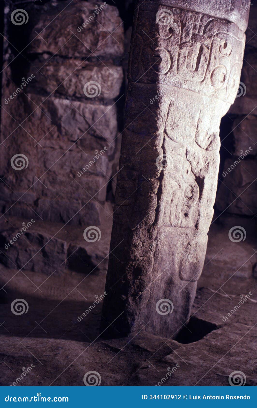 Statue Known As Lazon De Chavin In The Ancient Temple Of Chavin De ...
