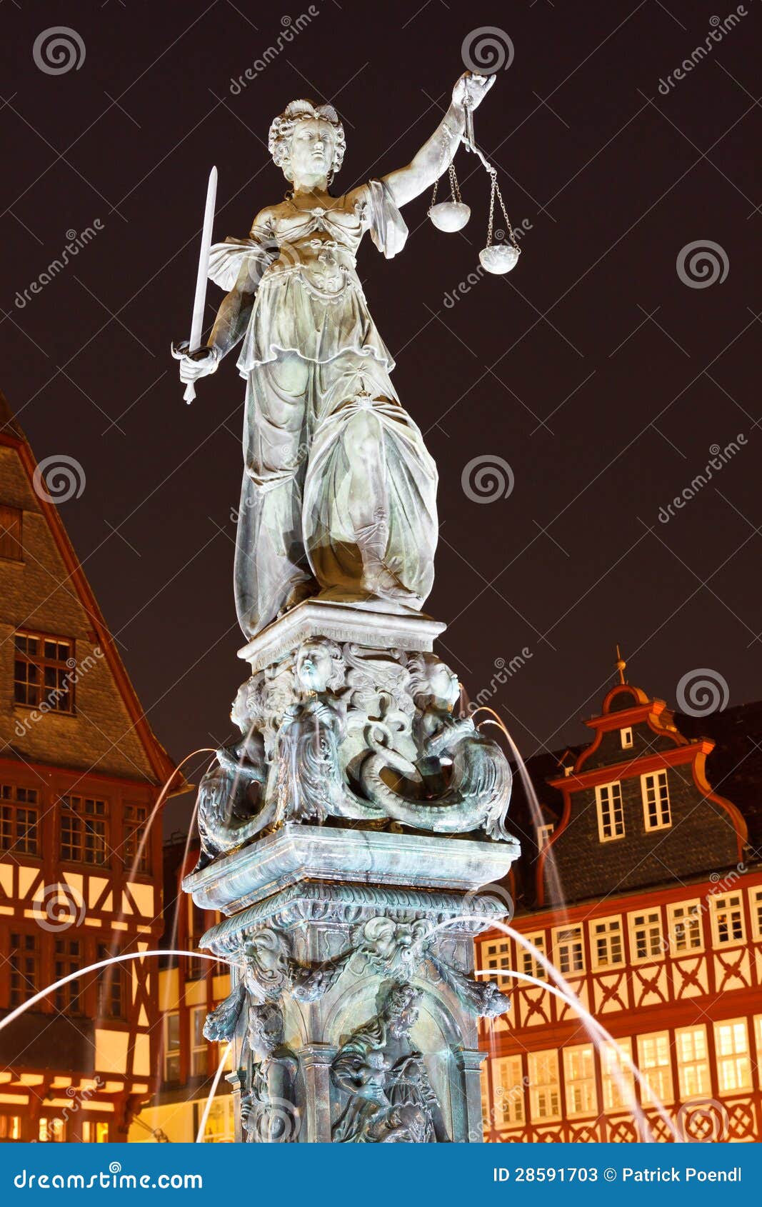Statue of Lady Justice (Justitia) Stock Image - Image of frankfurter ...