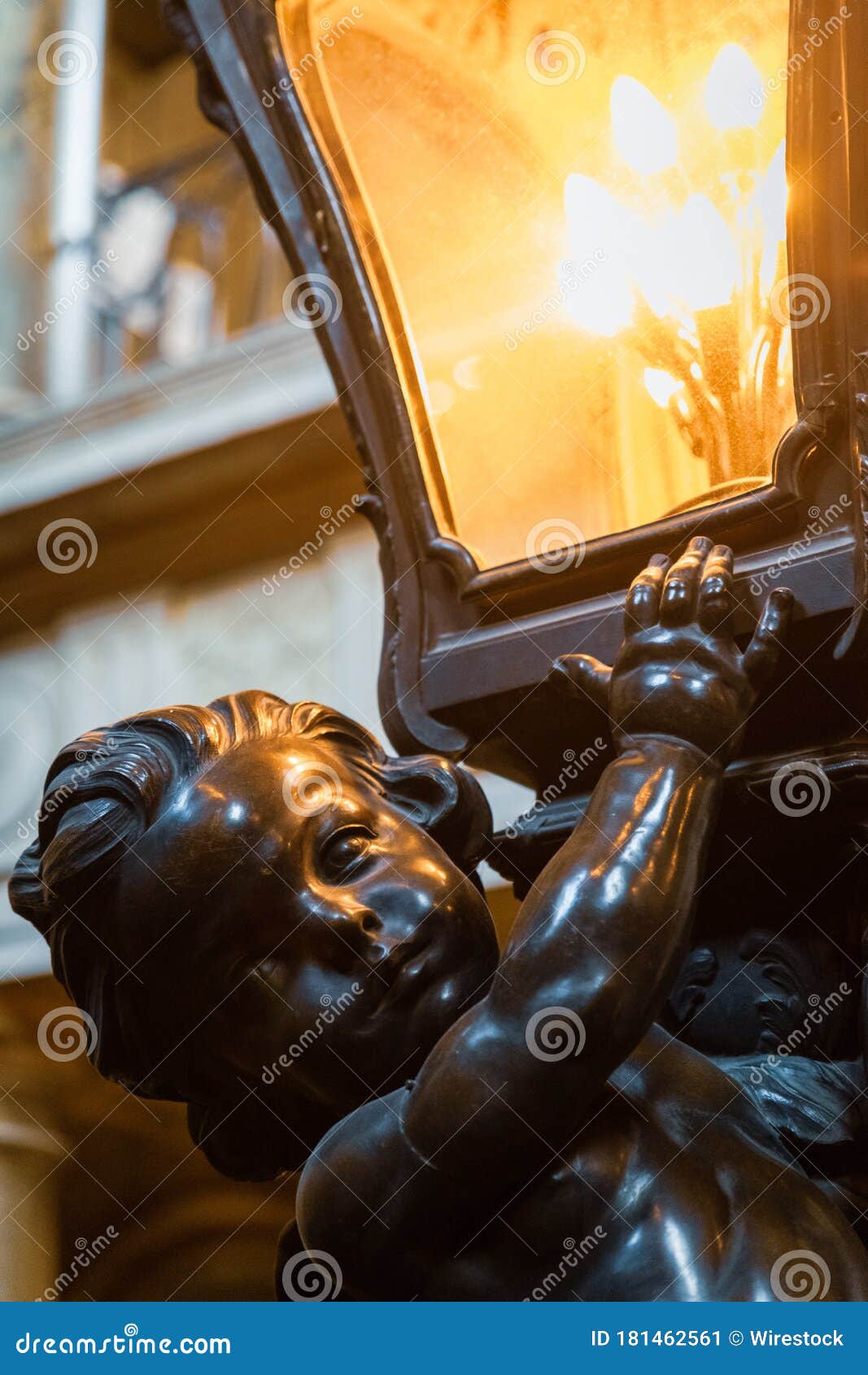 Statue Lamp Inside the Building in an Antique Style Stock Image - Image ...