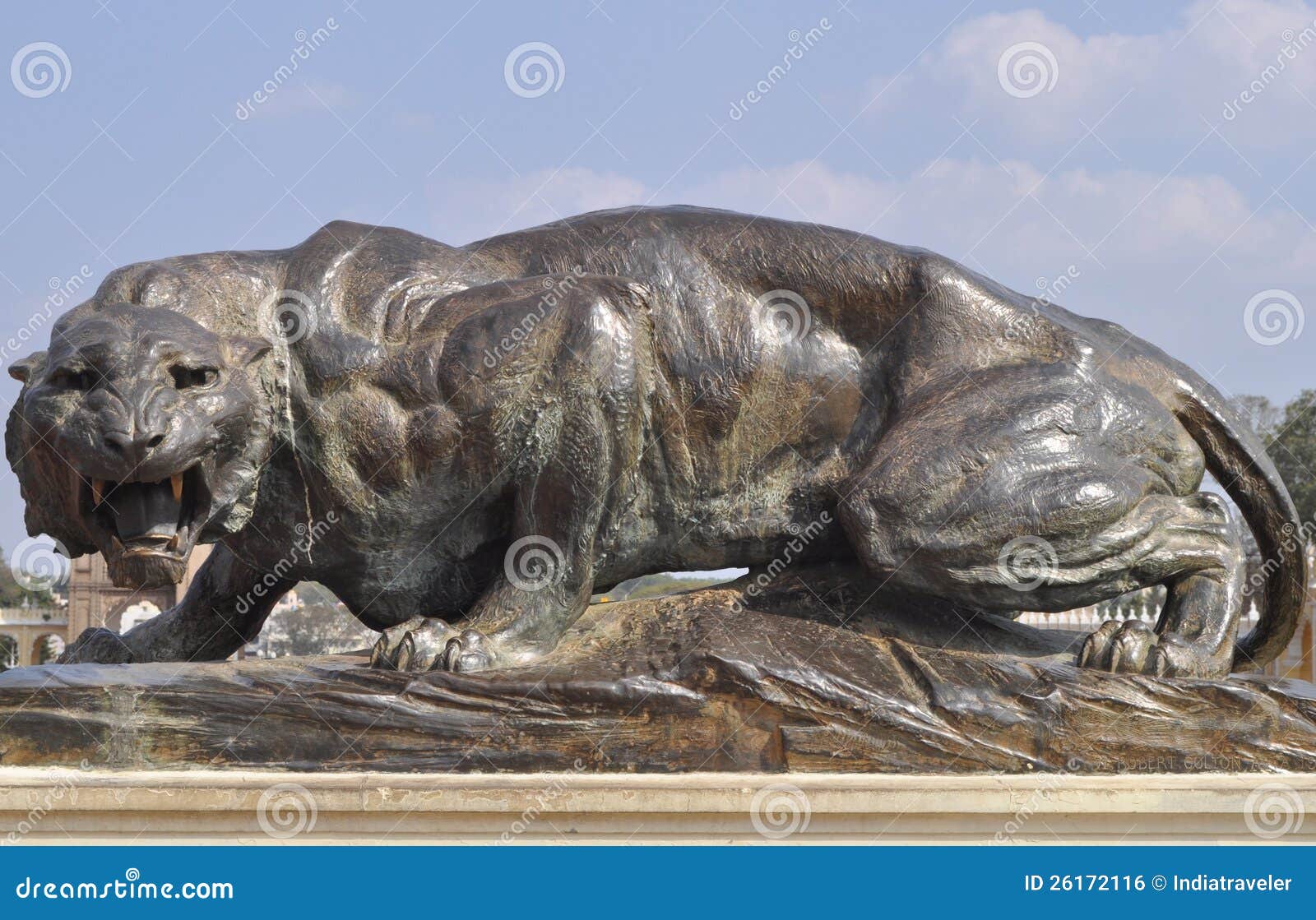 Statue of leopard stock photo. Image of karnataka, stone - 26172116