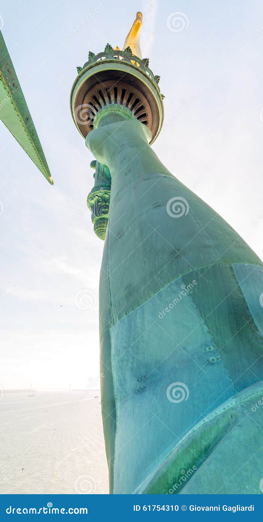 Statue of Liberty Arm and Flame, Wide Angle View Stock Photo - Image of ...