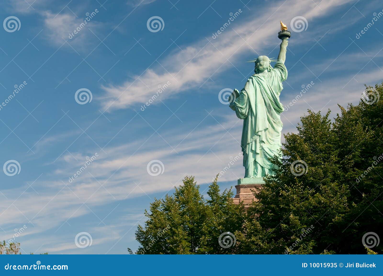 Statue of Liberty from Behind Stock Image - Image of monument, lady ...