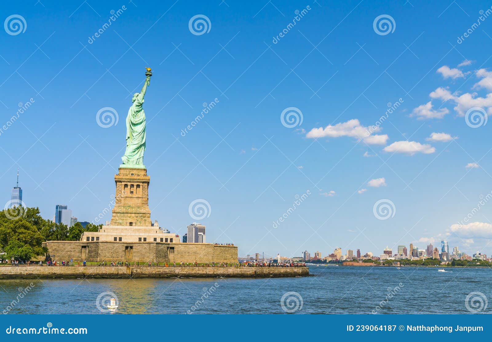 The Statue of Liberty with Blue Sky Background Stock Image - Image of ...