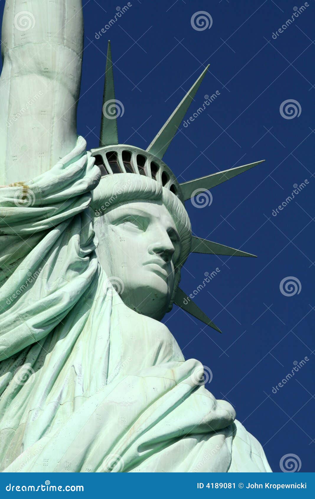 Statue Liberty Face Diagonal Stock Image - Image of statue, blue: 4189081
