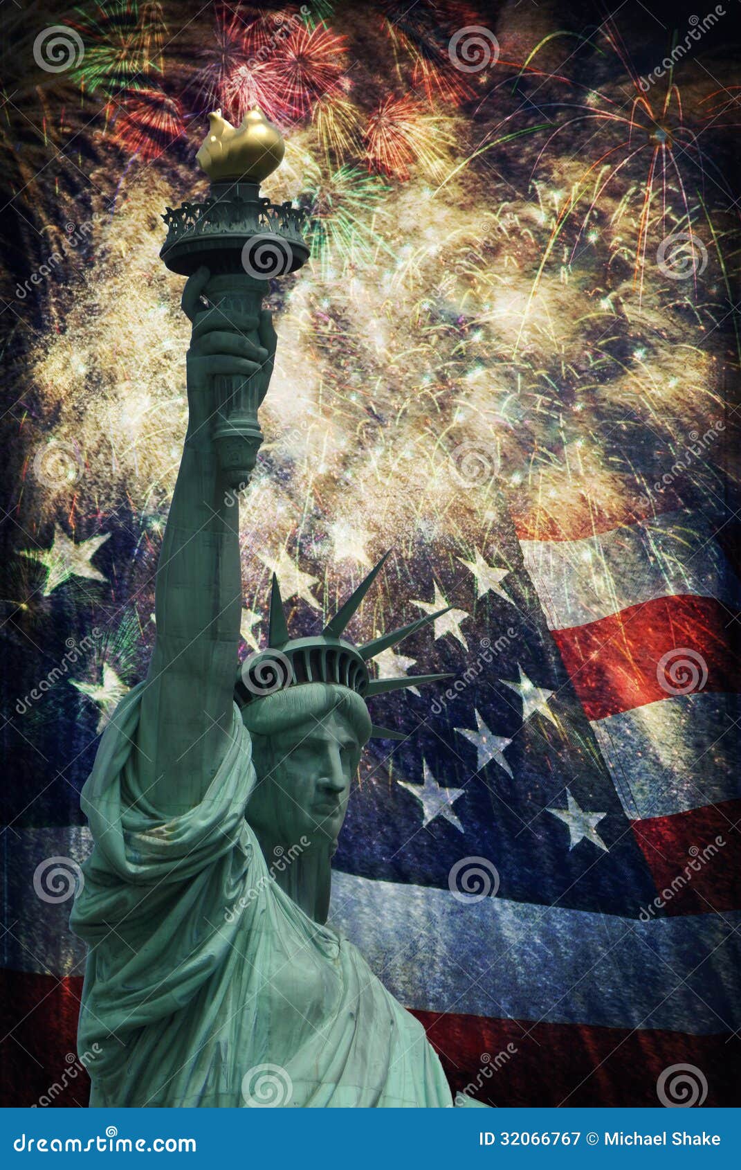 Statue of Liberty & Fireworks Stock Image - Image of majestic, liberty ...